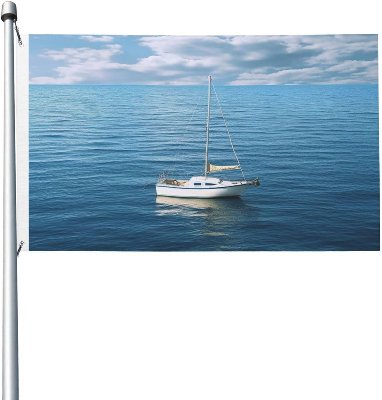White Boat on Blue Sea Flag 3x5 ft Flags for Outside Funny Banner ...