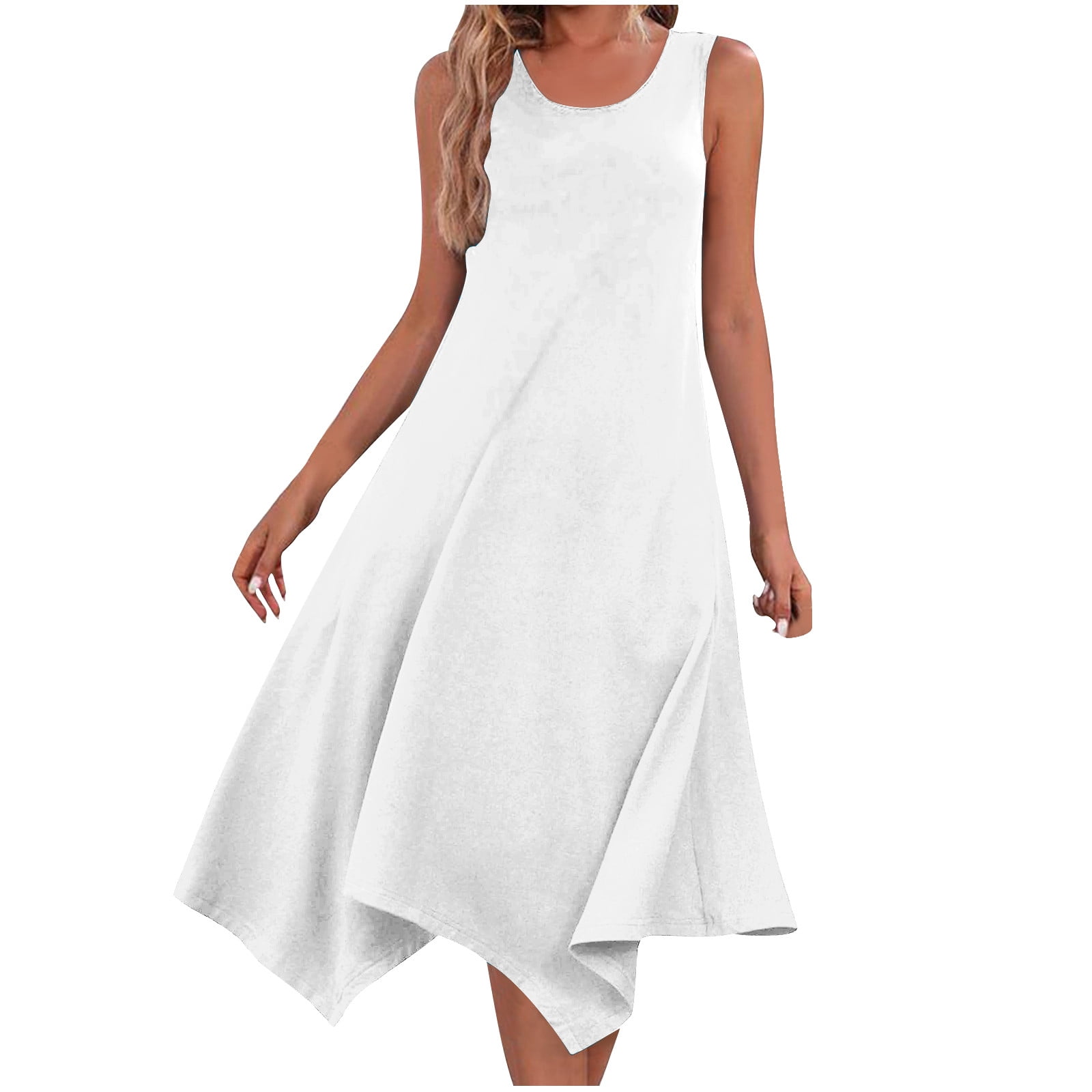 White Boat Neck for Women Summer Fall Sleeveless Short Sleeve Mini ...