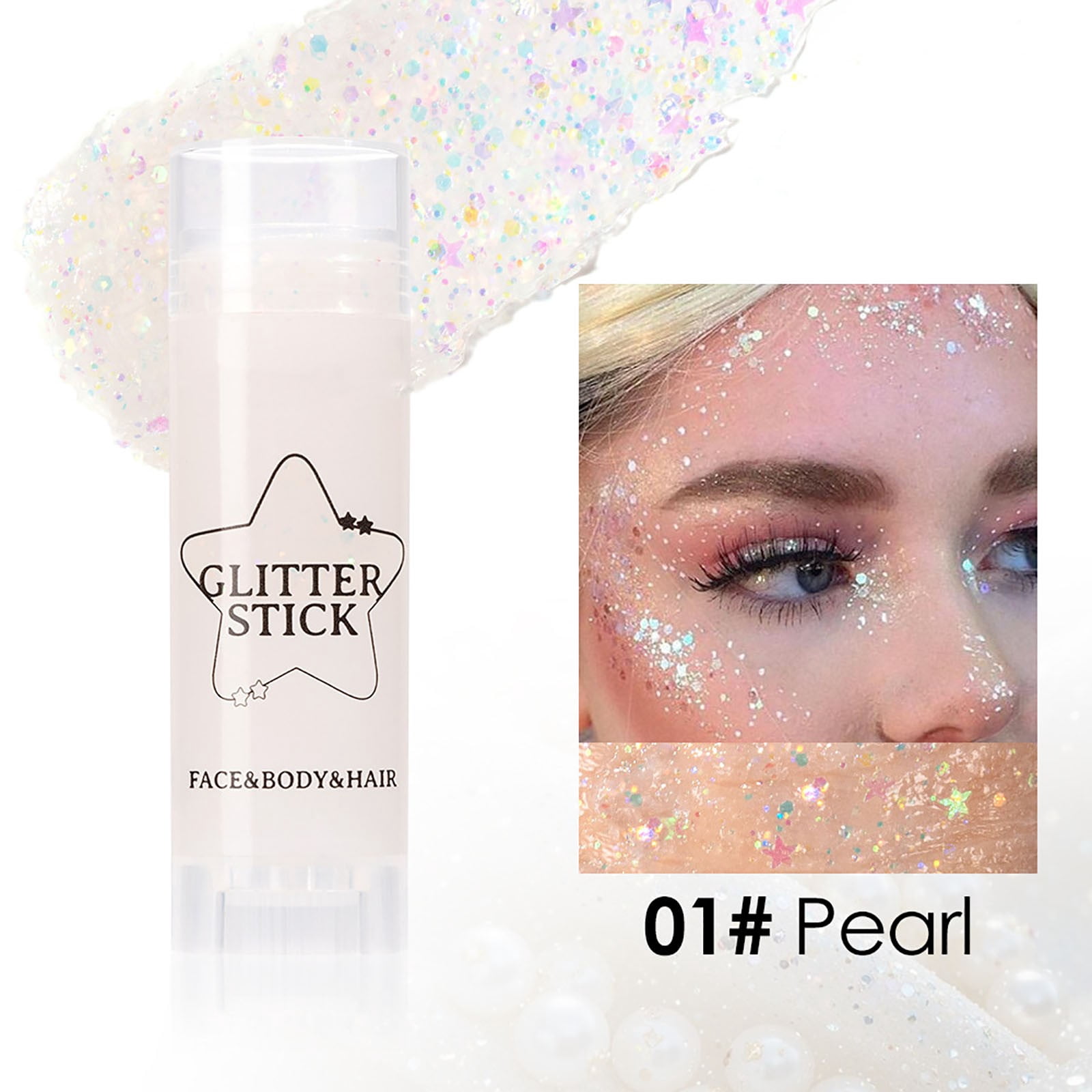 White Body Glitter Stick, Holographic Chunky Sequins Glitters, Face ...