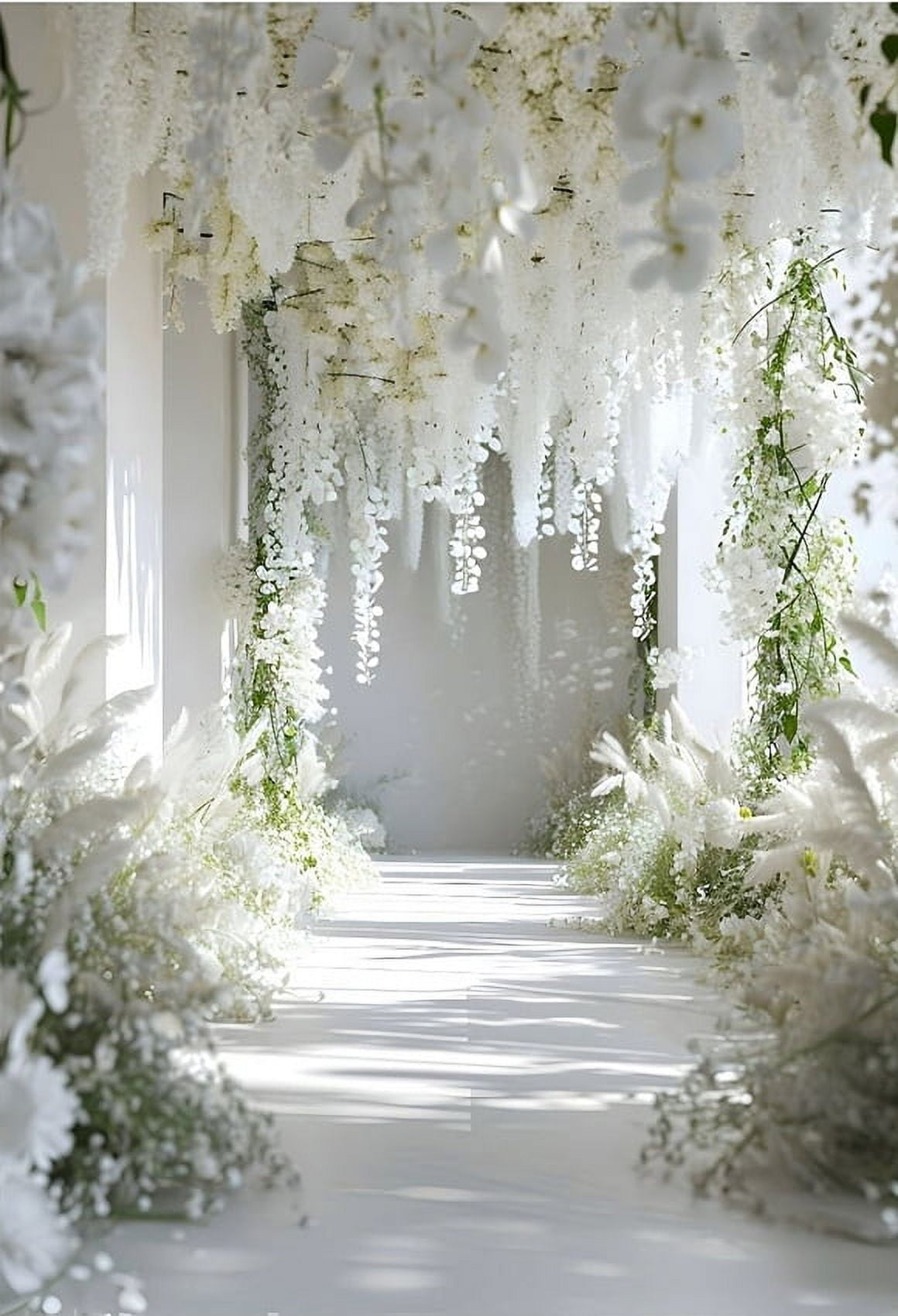 White Boho Floral Room Adult Birthday Wedding Maternity Art Portrait r ...