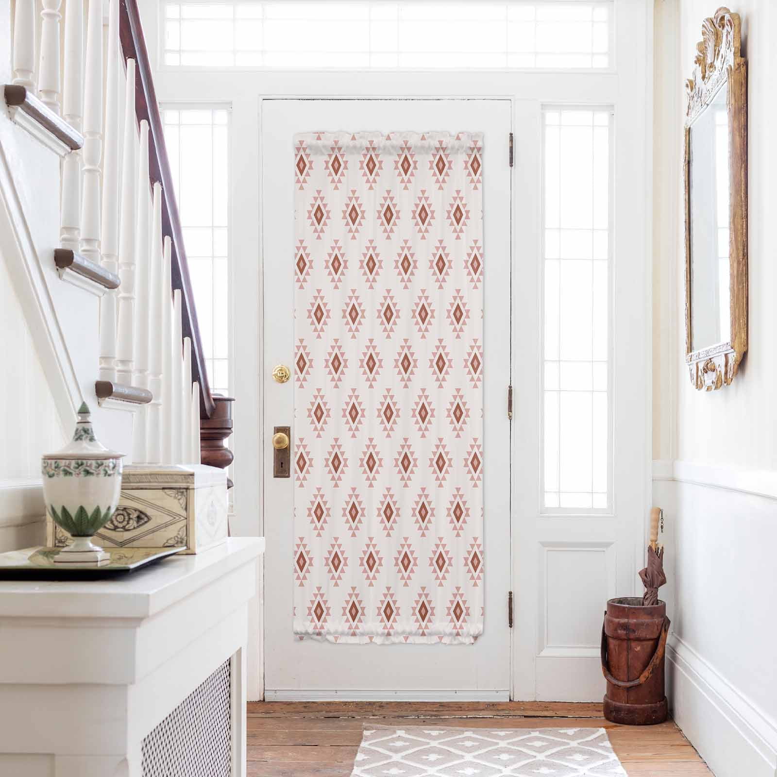 White Boho Geometric Door Curtains for Door Window, French Sidelight ...