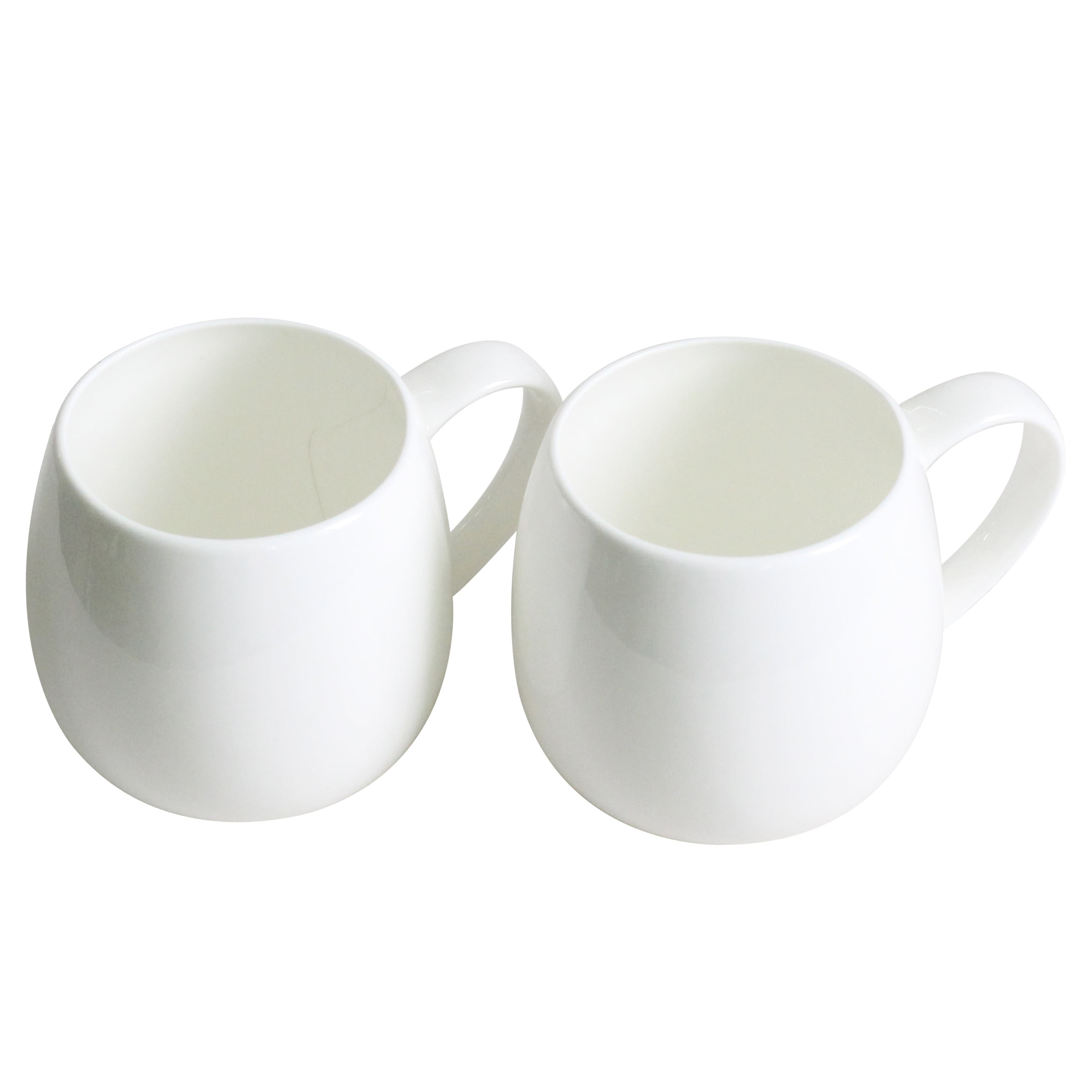 White Bone China Coffee And Tea Mugs 2 Pack Premium 14 Ounce Cups