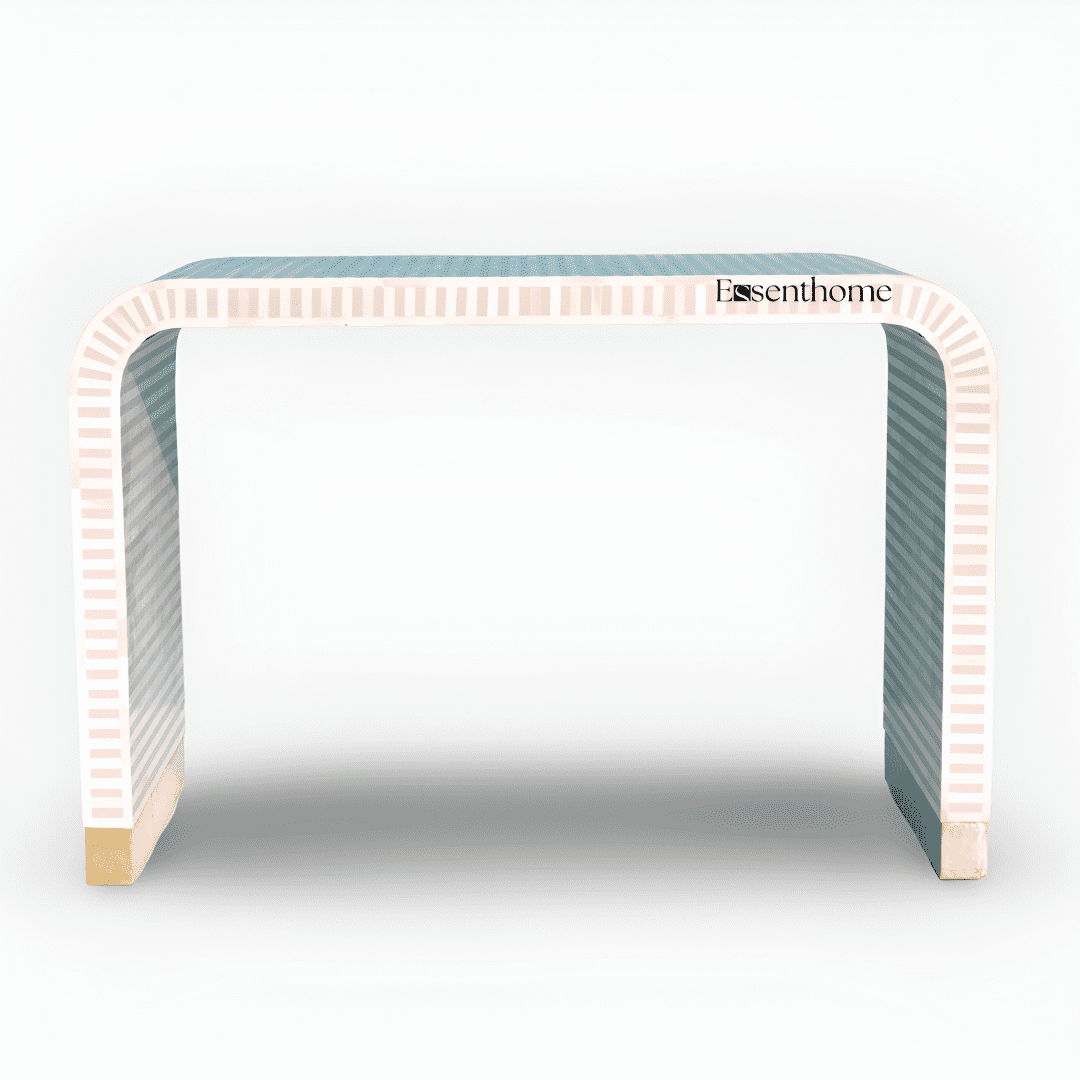 White Bone Inlay Waterfall Console Table – 36-Inch Stripes Pattern ...