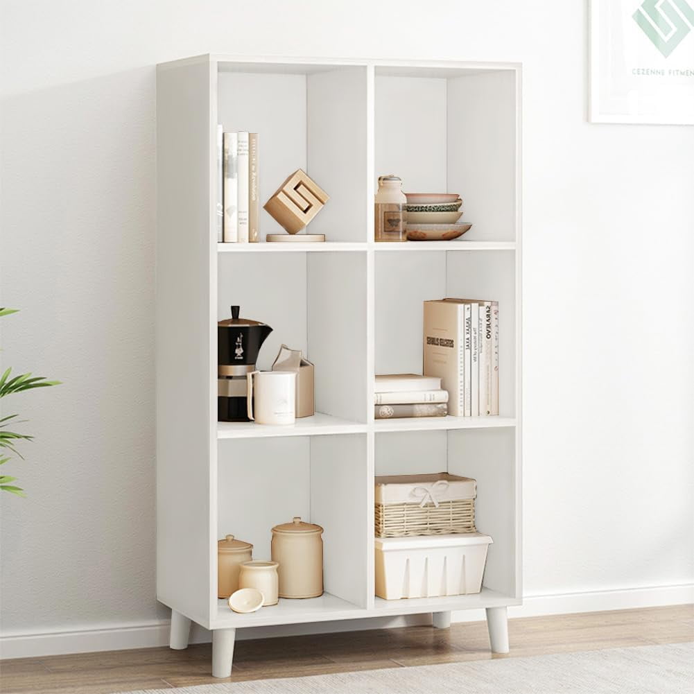 White - Bookcase - Cubes Open Rack Short Bookshelf - Tier Freestanding ...