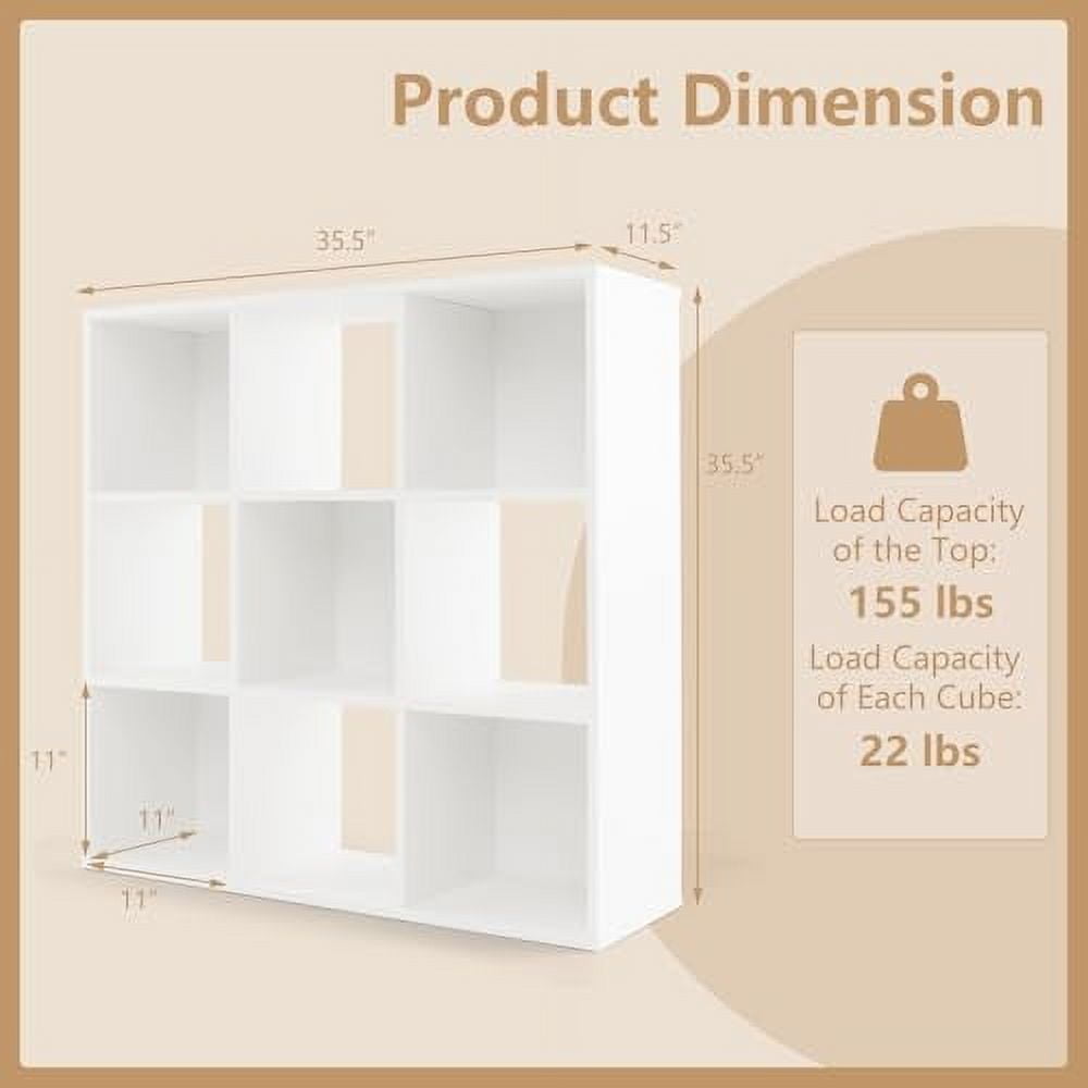 White Bookshelf, 9 Cube Storage Organizer, Wood Bookshelves and ...
