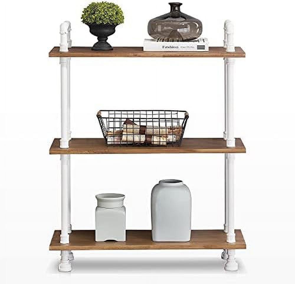 White Bookshelf Small 3 Bookcase for Bedroom Modern Industrial Book ...