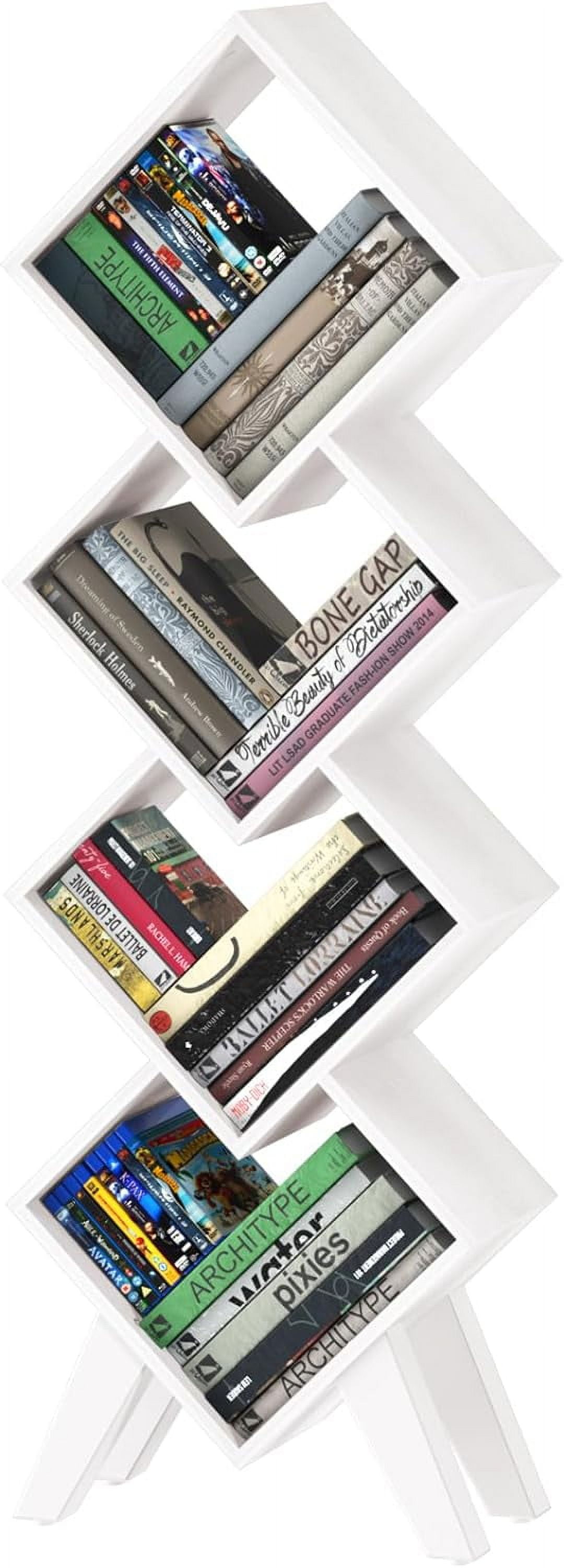 White Bookshelf, Wood Small Bookcase 4-Tier Book Shelf, Tall Bookcases ...