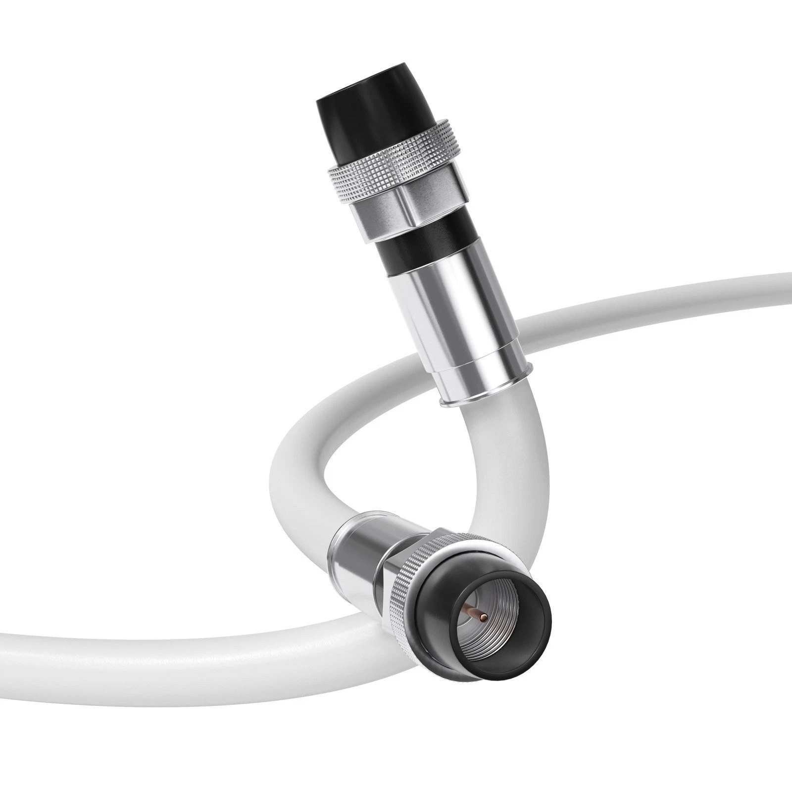 White, Booted Rg6 Coaxial Cable, All Weather Proof Coax, 2 Feet (0.6 ...