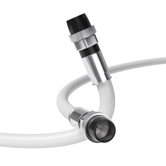 White, Booted Rg6 Coaxial Cable, All Weather Proof Coax, 2 Feet (0.6 ...