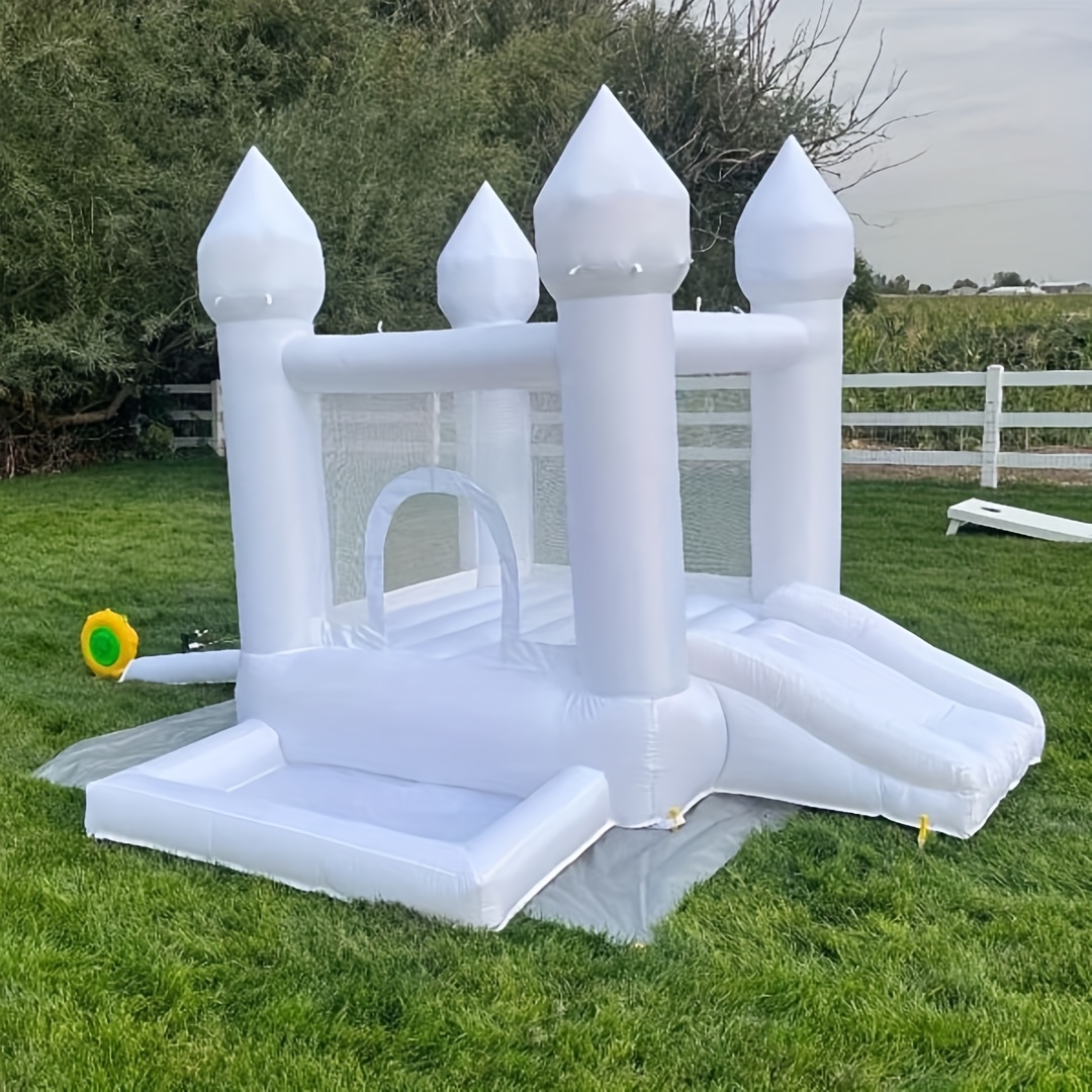 White Bounce House, Bounce Castle With Ball Pit & Slide Blower, Easy To ...