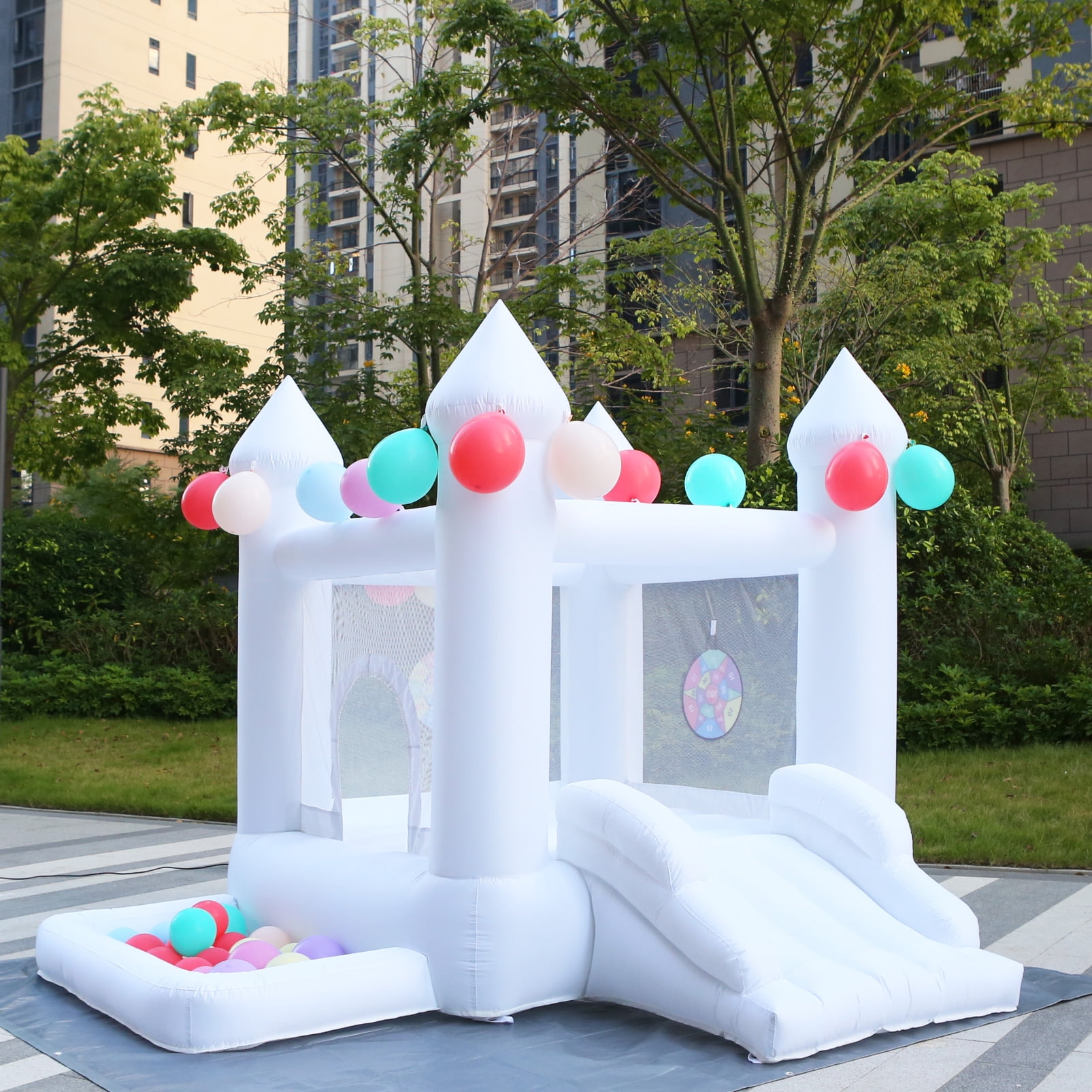 White Bounce House, Inflatable Trampoline with Air Blower, Jumping ...