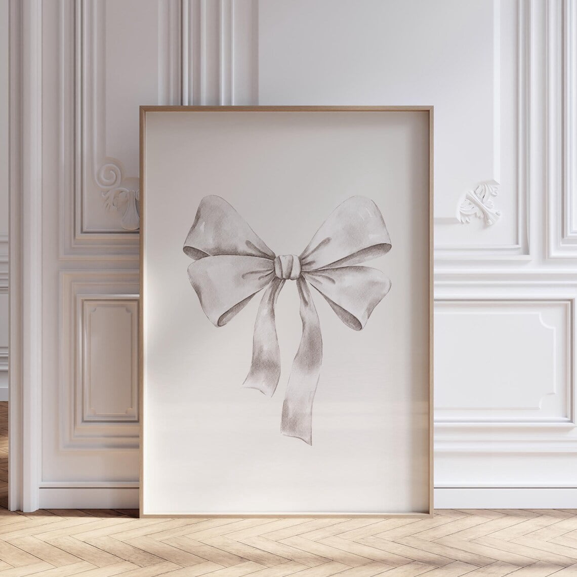 White Bow Print, Preppy Room Decor, Bow Painting, Coquette Aesthetic ...
