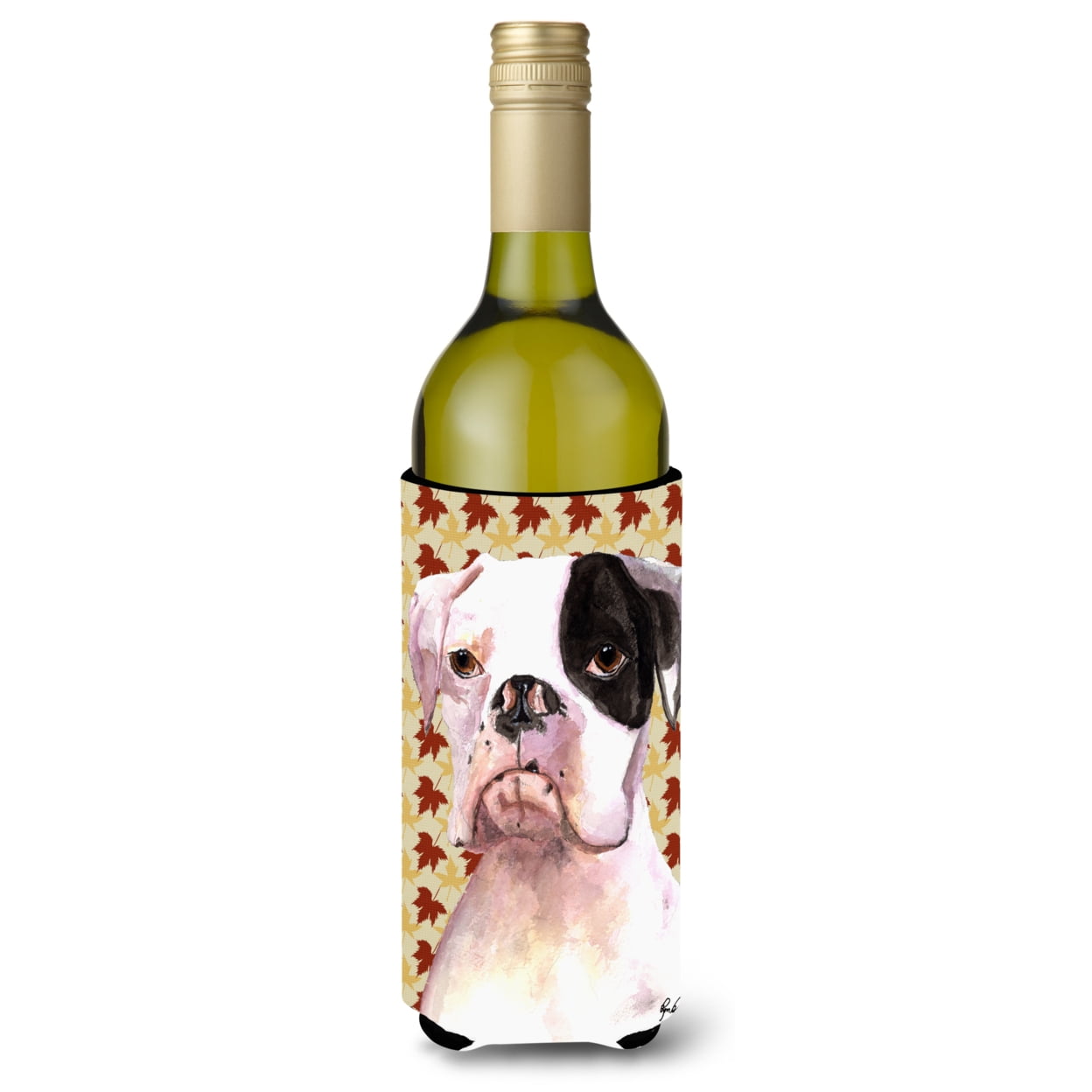 White Boxer Cooper Fall Leaves Wine Bottle Hugger - Walmart.com