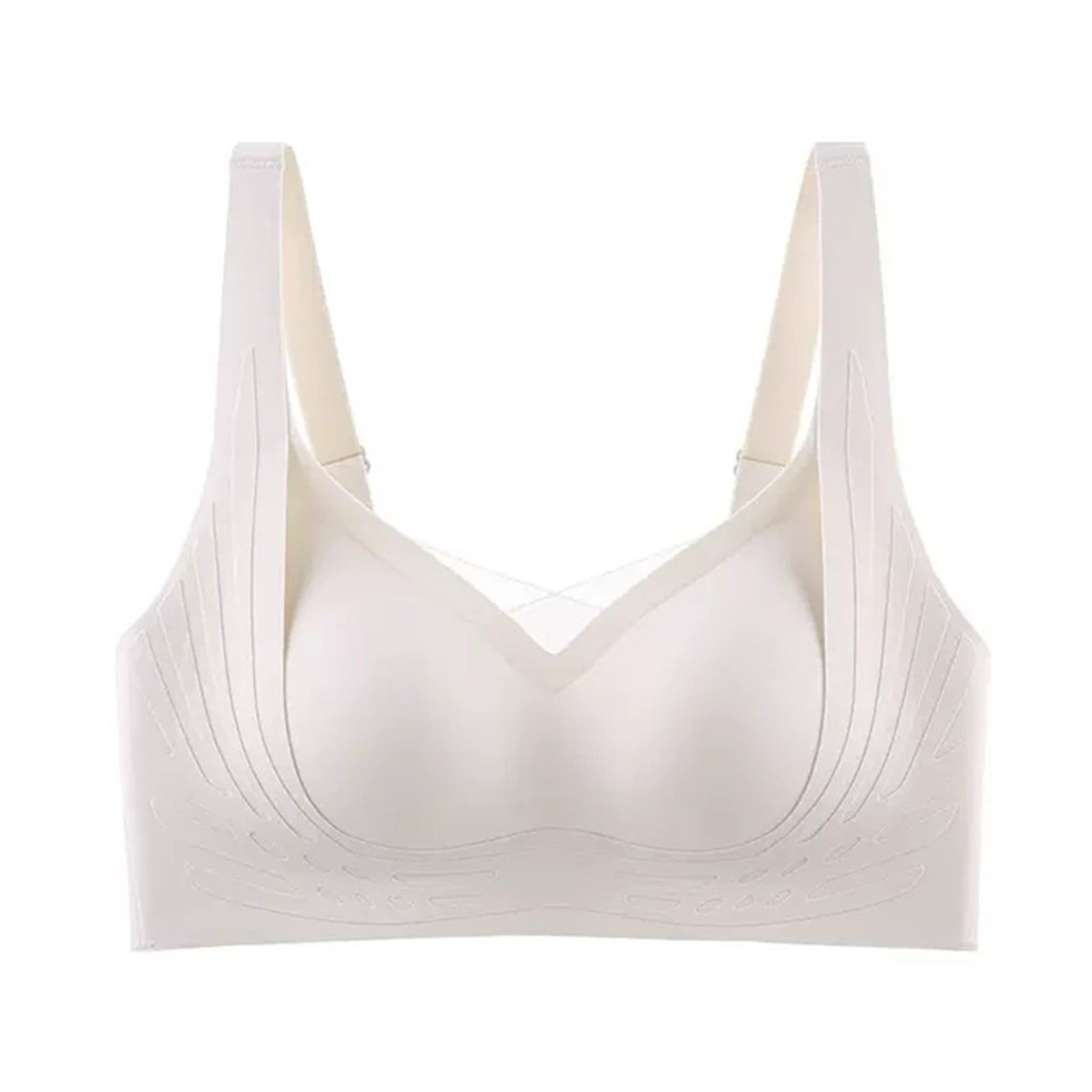 White Womens Bras Underwear Women's Wide Straps Without Ring Gathered ...