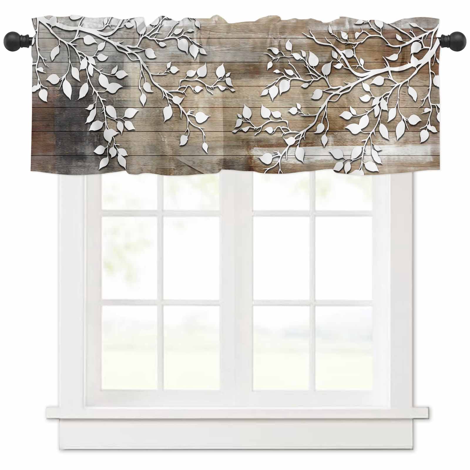 White Branches Valances for Windows Farmhouse Kitchen Curtains Valances ...
