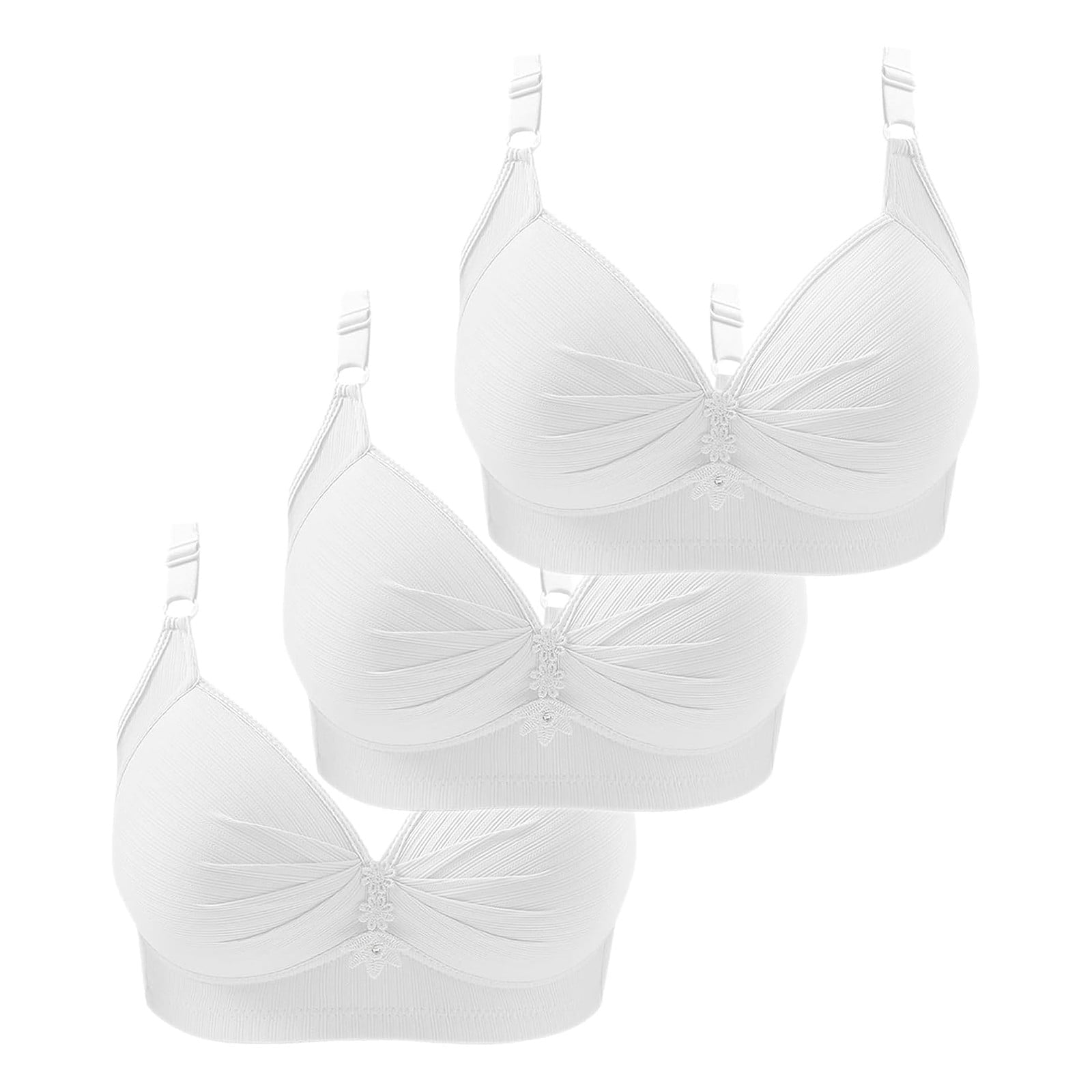 White Bras for Women Thin Laceless Steel Ring Comfortable Breathability ...