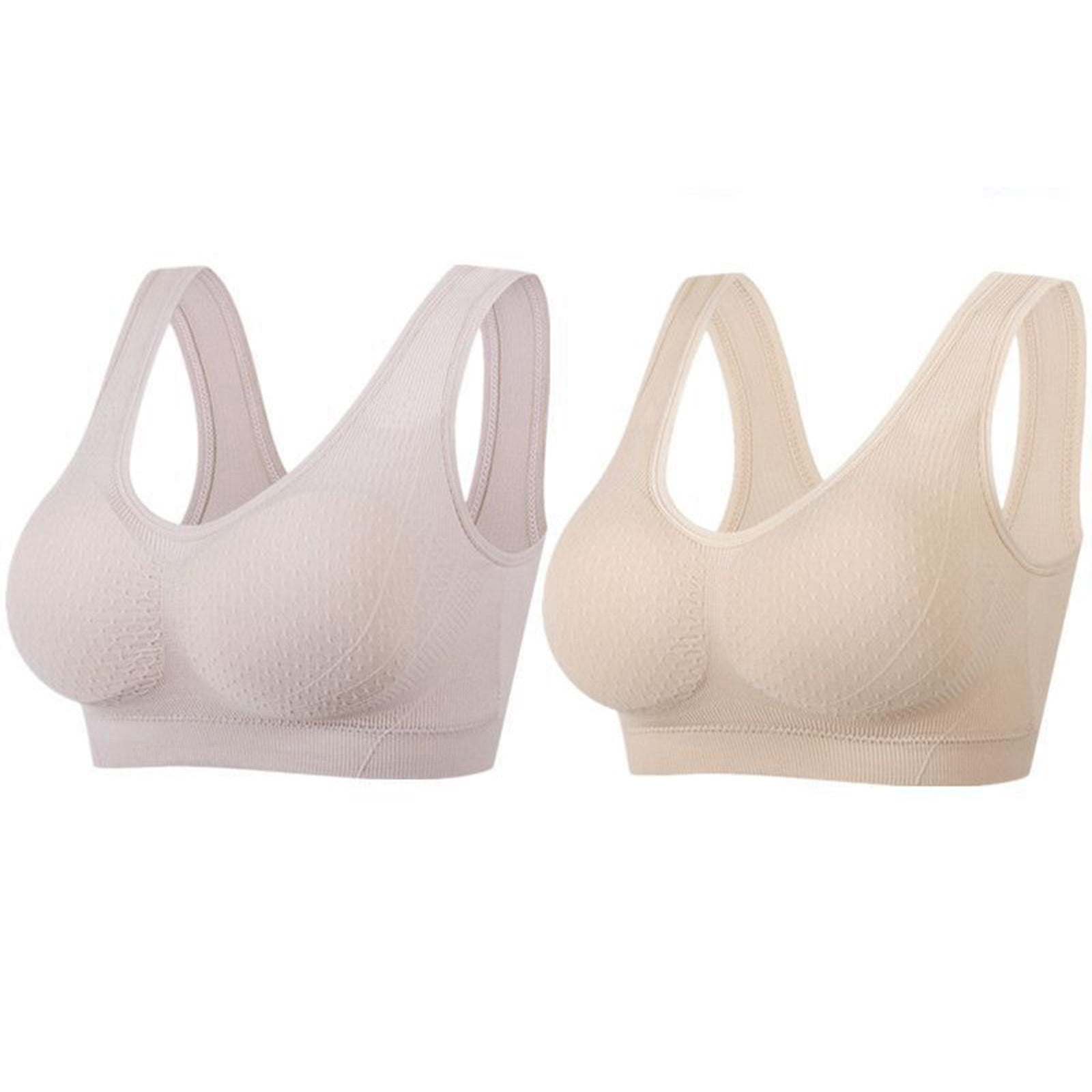 White Bras for Women No Underwire 2PCS Gathering Bra Comfortable Corset ...
