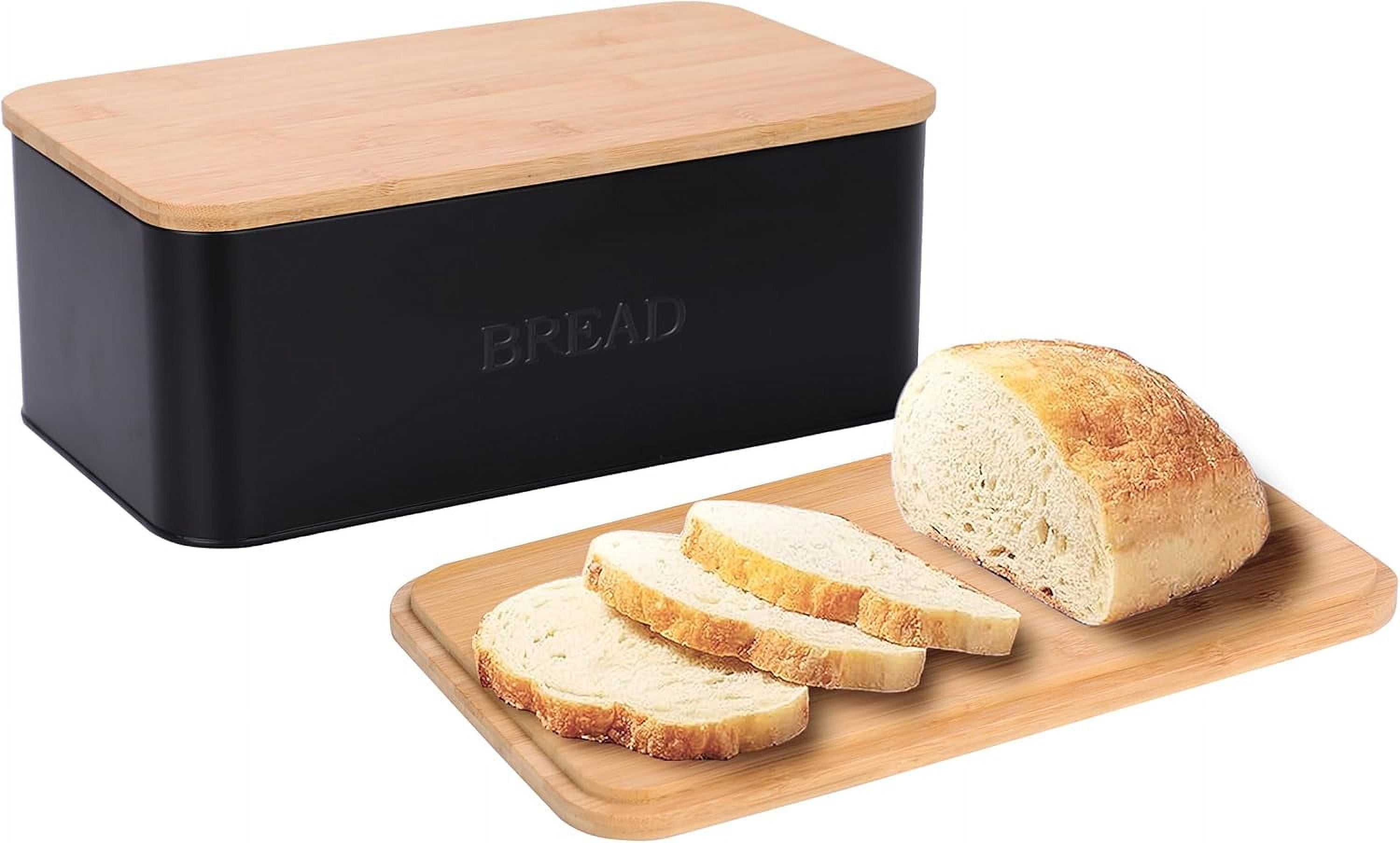 White Bread Box for Kitchen Countertop, Bread Box with Cutting Board ...