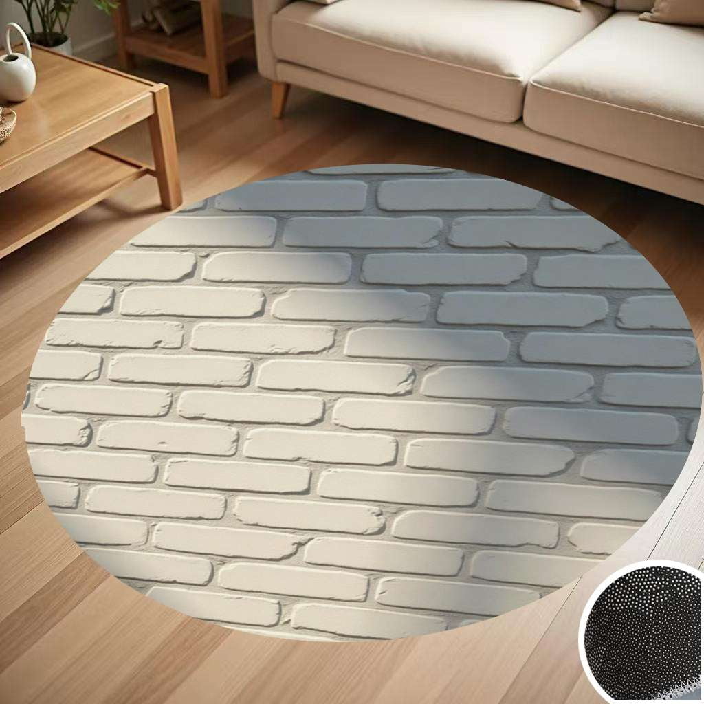 White Brick Wall Sunlight Round Carpet Living Room Bedroom Home ...