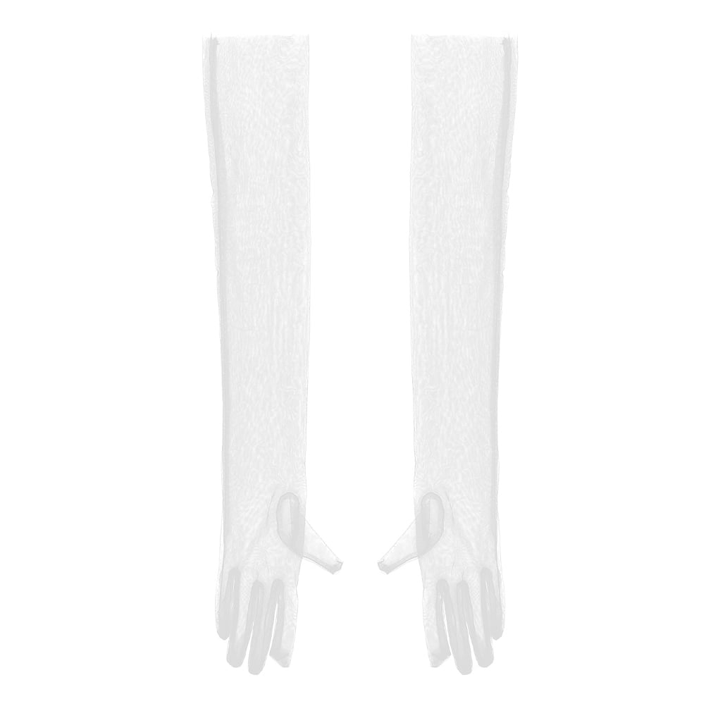 White Bridal Lace Gloves Elegant Long Tea Party Gloves Banquet Gloves ...