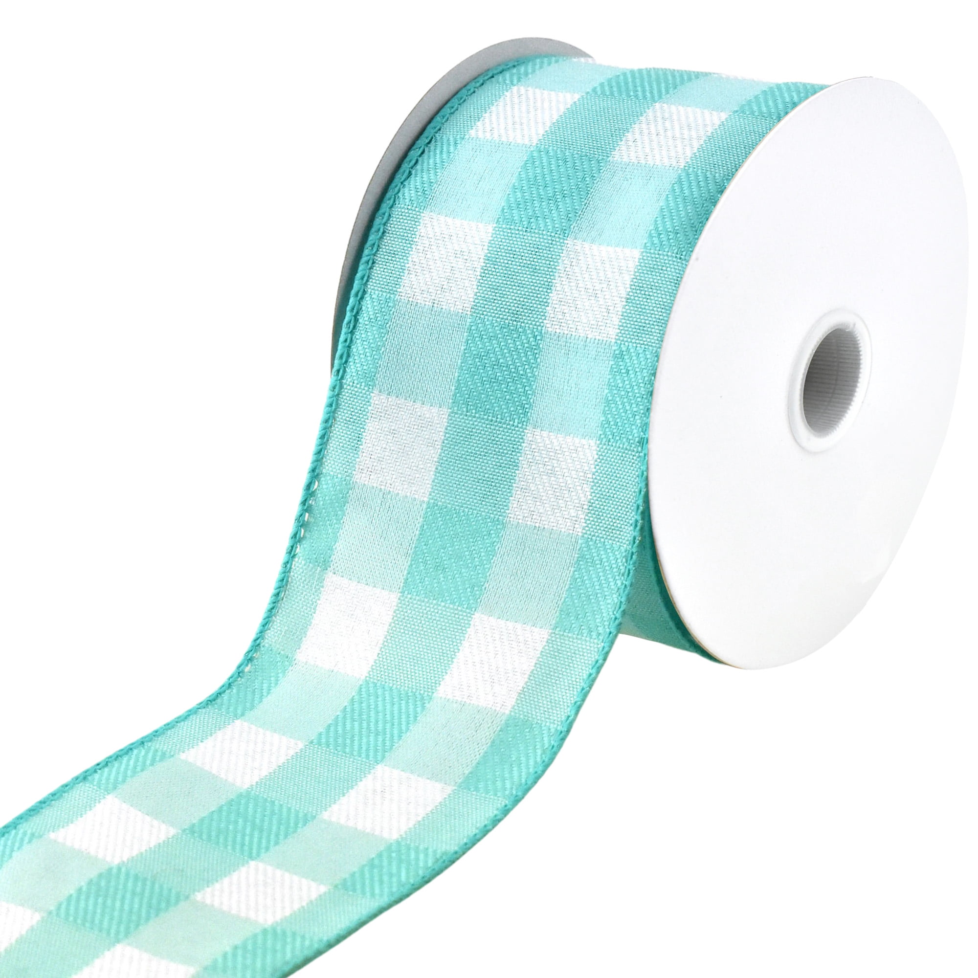 White Buffalo Plaid Wired Ribbon, 2-1/2-inch, 10-yard, Aqua - Walmart.com