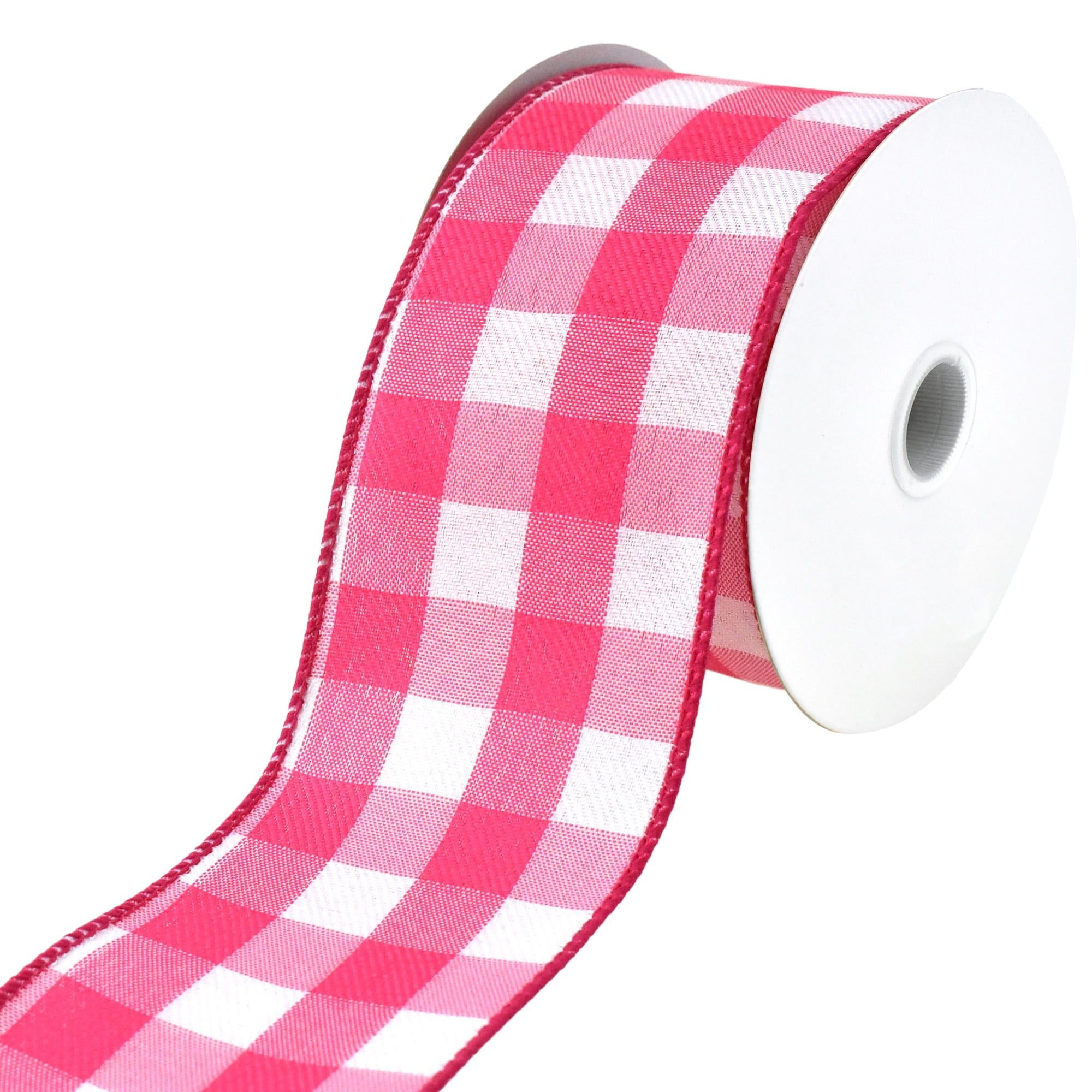 White Buffalo Plaid Wired Ribbon, 2-1/2-inch, 10-yard, Fuchsia ...