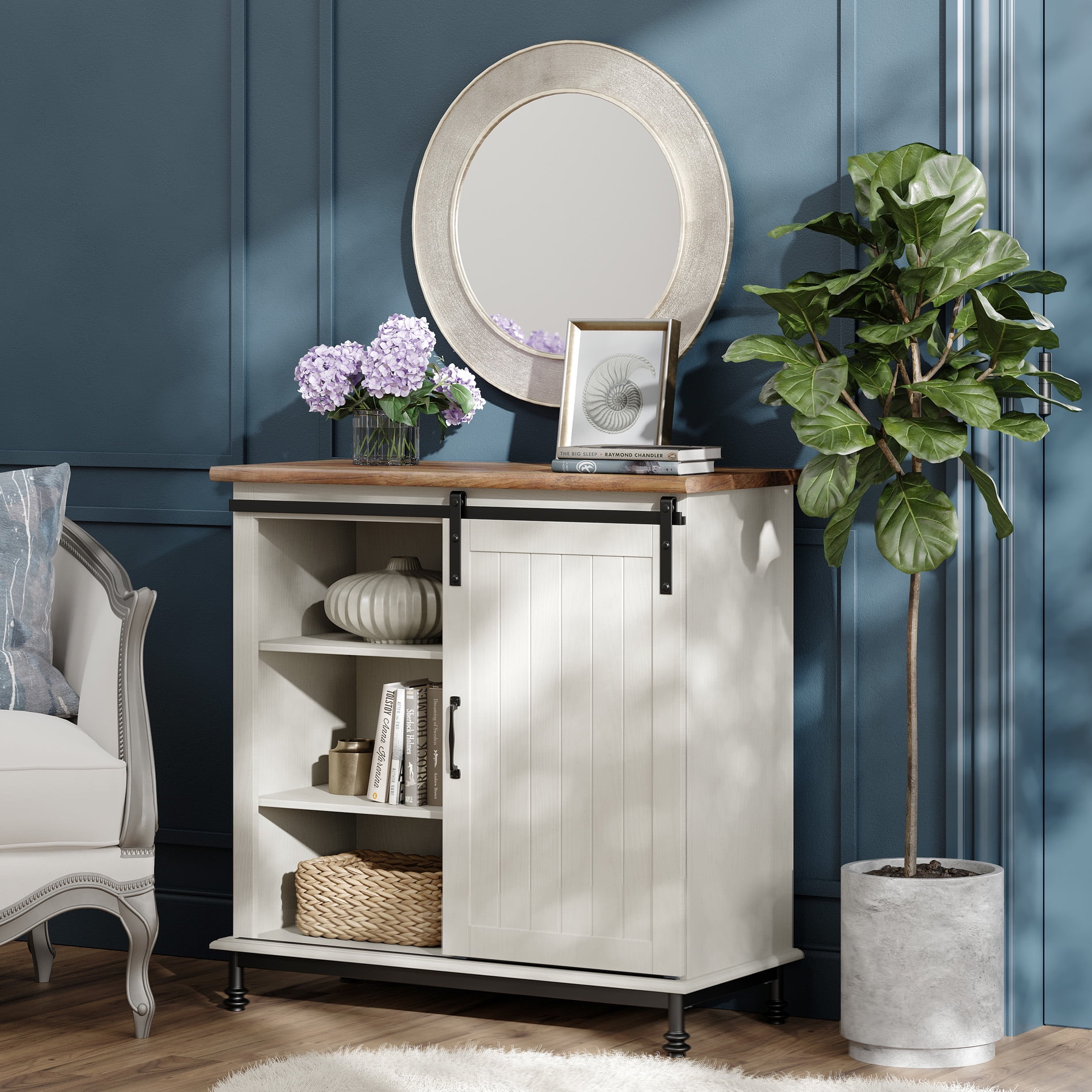 Better Homes Gardens Modern Farmhouse Accent Storage Cabinet Rustic Gray Finish Walmart