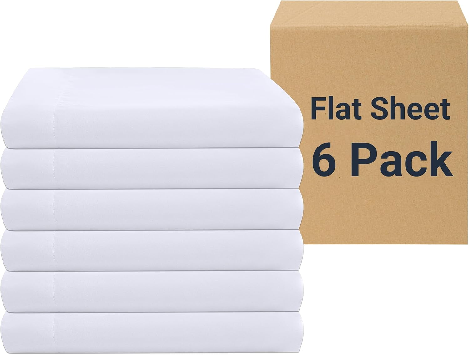White Bulk Flat Sheets Only Twin Size 6 Pack, Easy Sort Top Bed Sheet ...