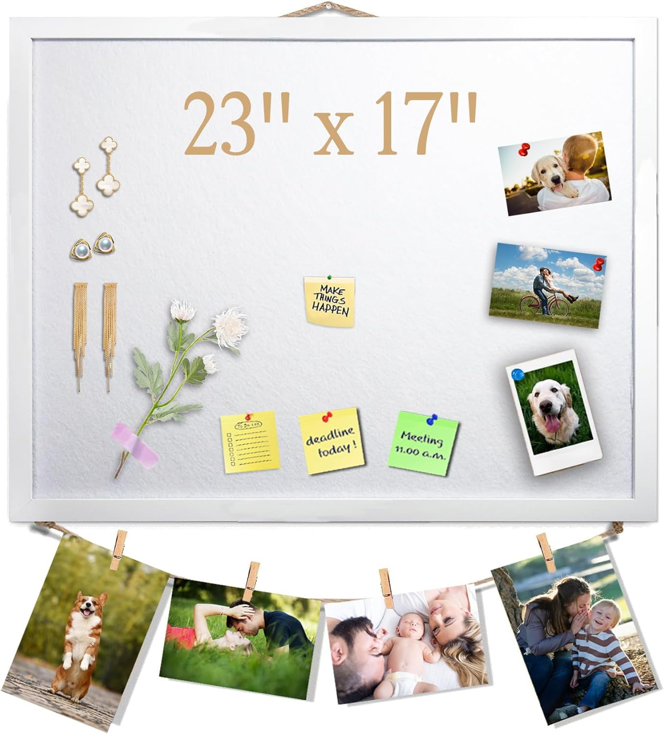 White Bulletin Board Cork Boards Vision Board with Felt, 23"x17" Small ...