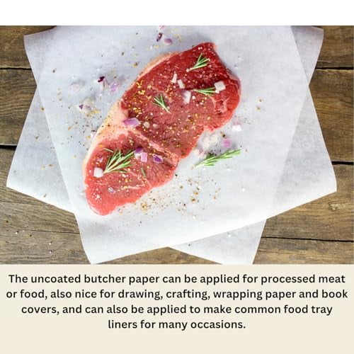 White Butcher Paper 100 Precut Square Sheets for Wrapping Meat, Fish ...