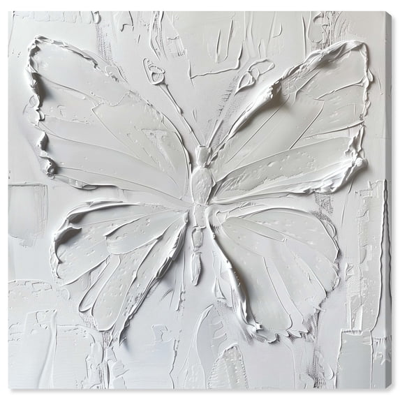 White Butterfly Canvas Elegant White Gold Wall Art by Art Remedy ...