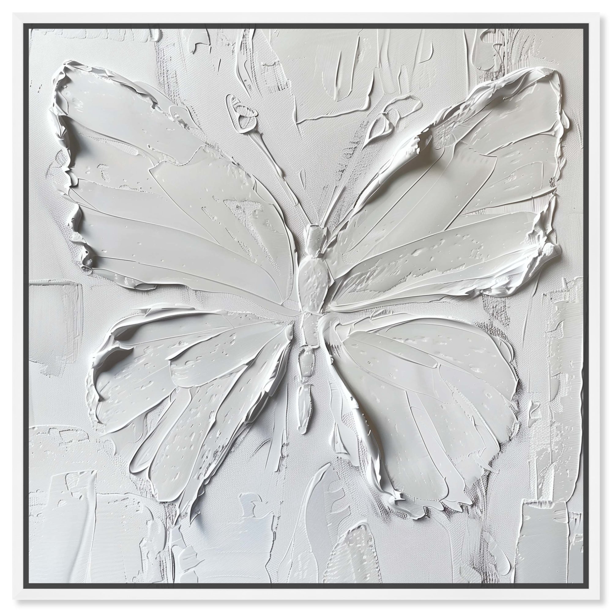 White Butterfly Canvas Elegant White Gold Wall Art by Art Remedy, White ...