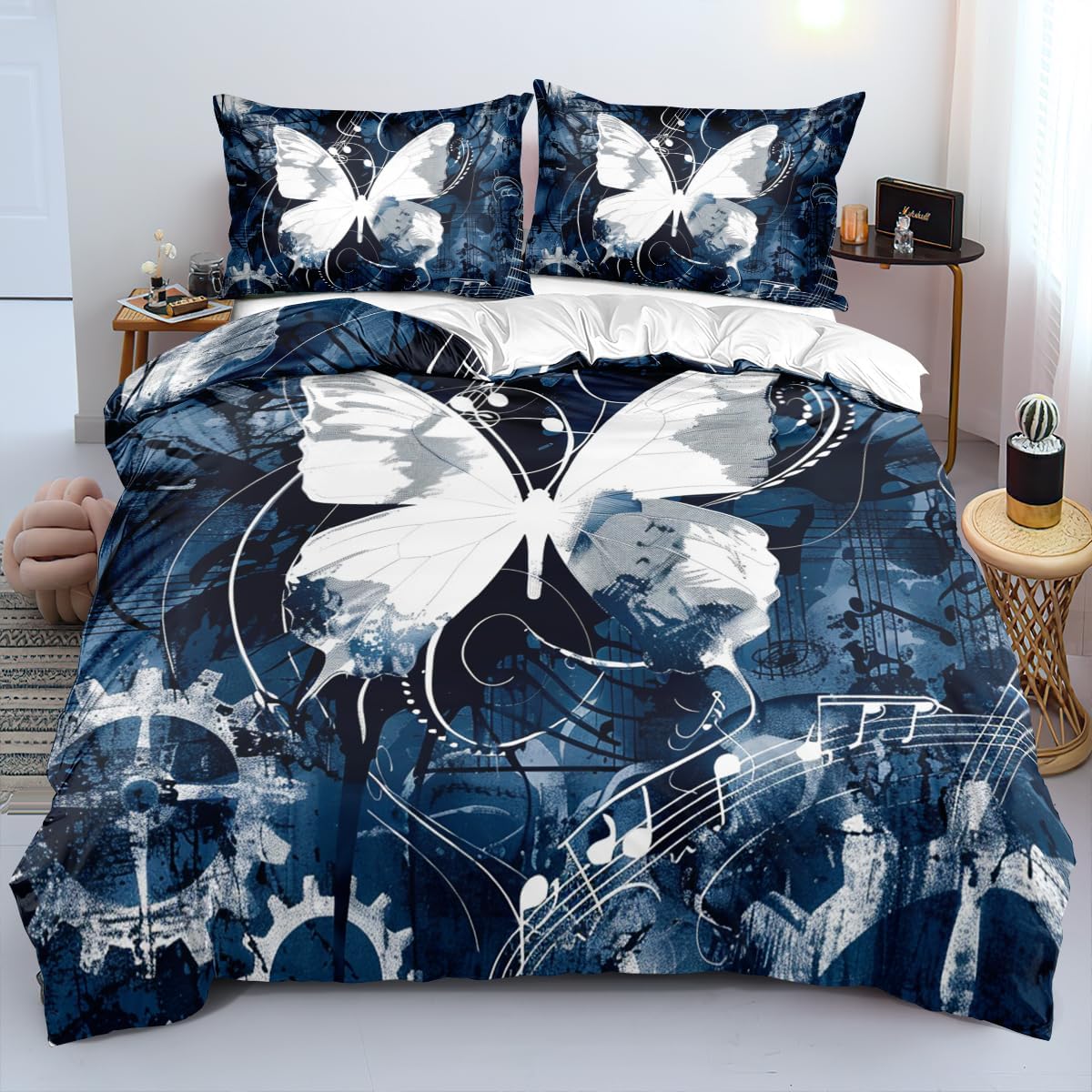 White Butterfly Duvet Cover Tie Dye Ndustrial Gear Duvet Cover Set Oil ...