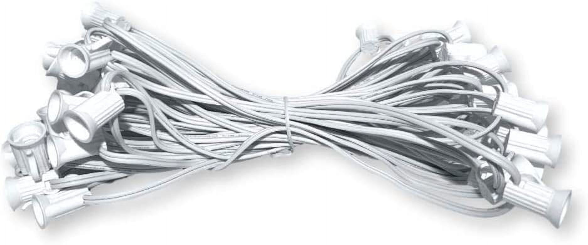 White C7 Light Strand SPT-1 50ft White Wire (50) sockets - Walmart.com
