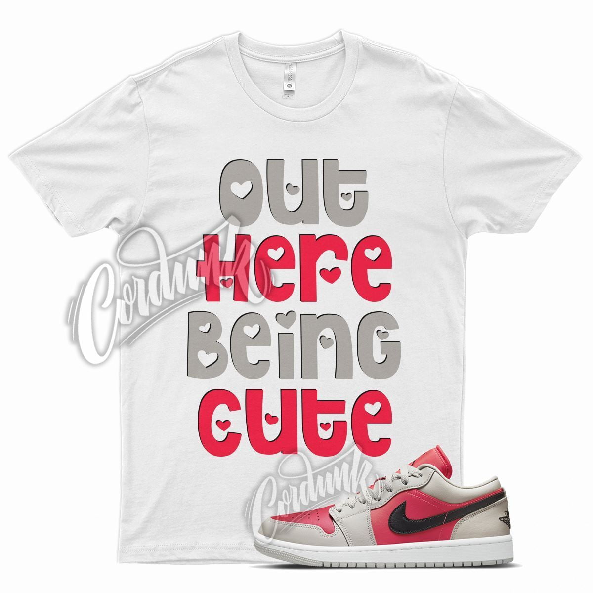 White CUTE T Shirt for Air J1 1 Low Light Iron Ore Siren Red Black Max ...