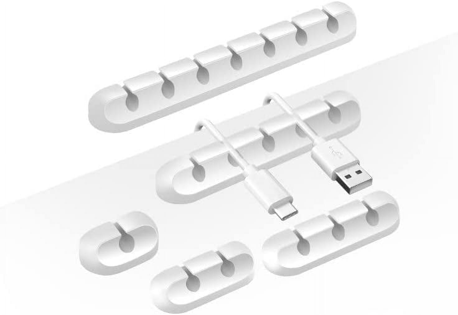 White Cable Clips, 5-Pack Cable Management Cord Organizer Clips ...