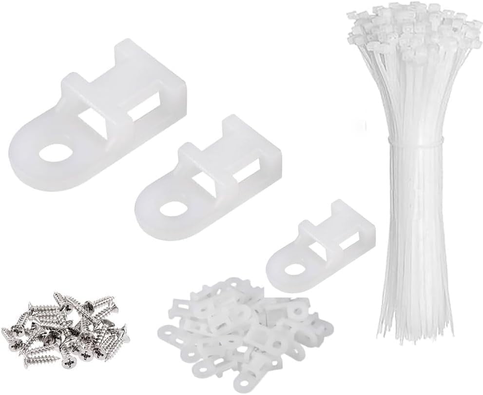 White Cable Zip Tie Mounts Kit-100 Pcs Cable Zip Tie Saddle Type Mounts ...