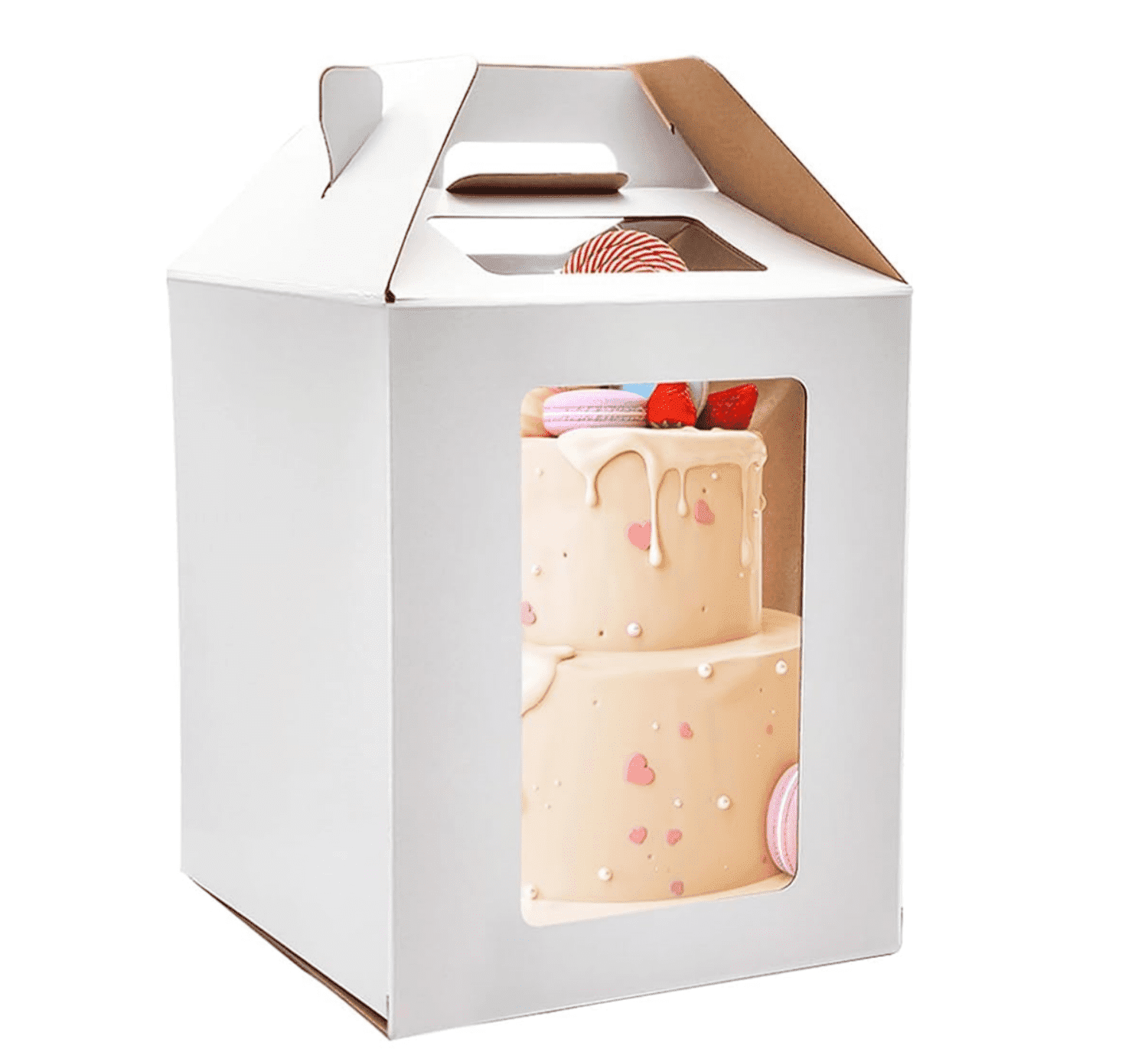 White Cake Packaging Box,Disposable Cake Safe Transport Box,Tall Cake ...