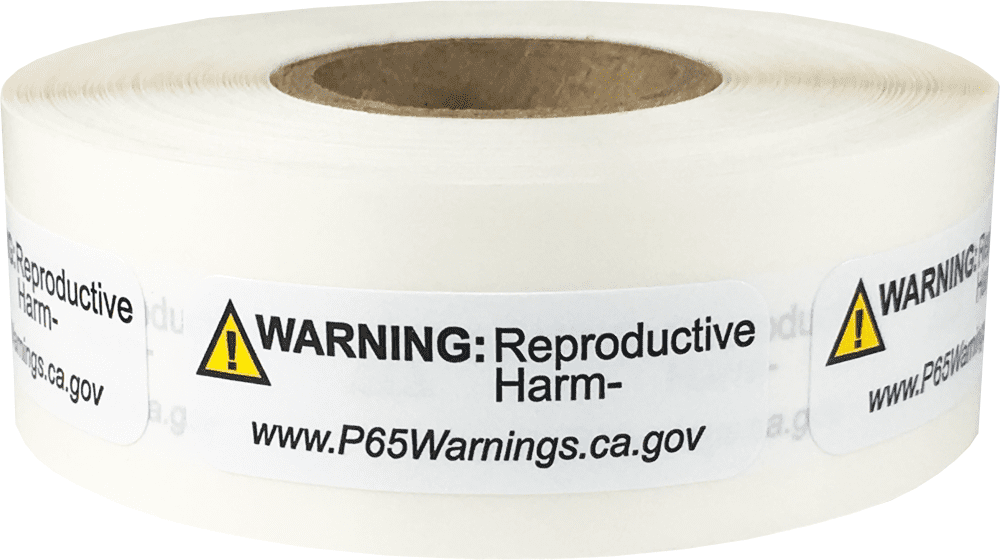 White California Proposition 65 Warning Labels Reproductive Harm Short ...