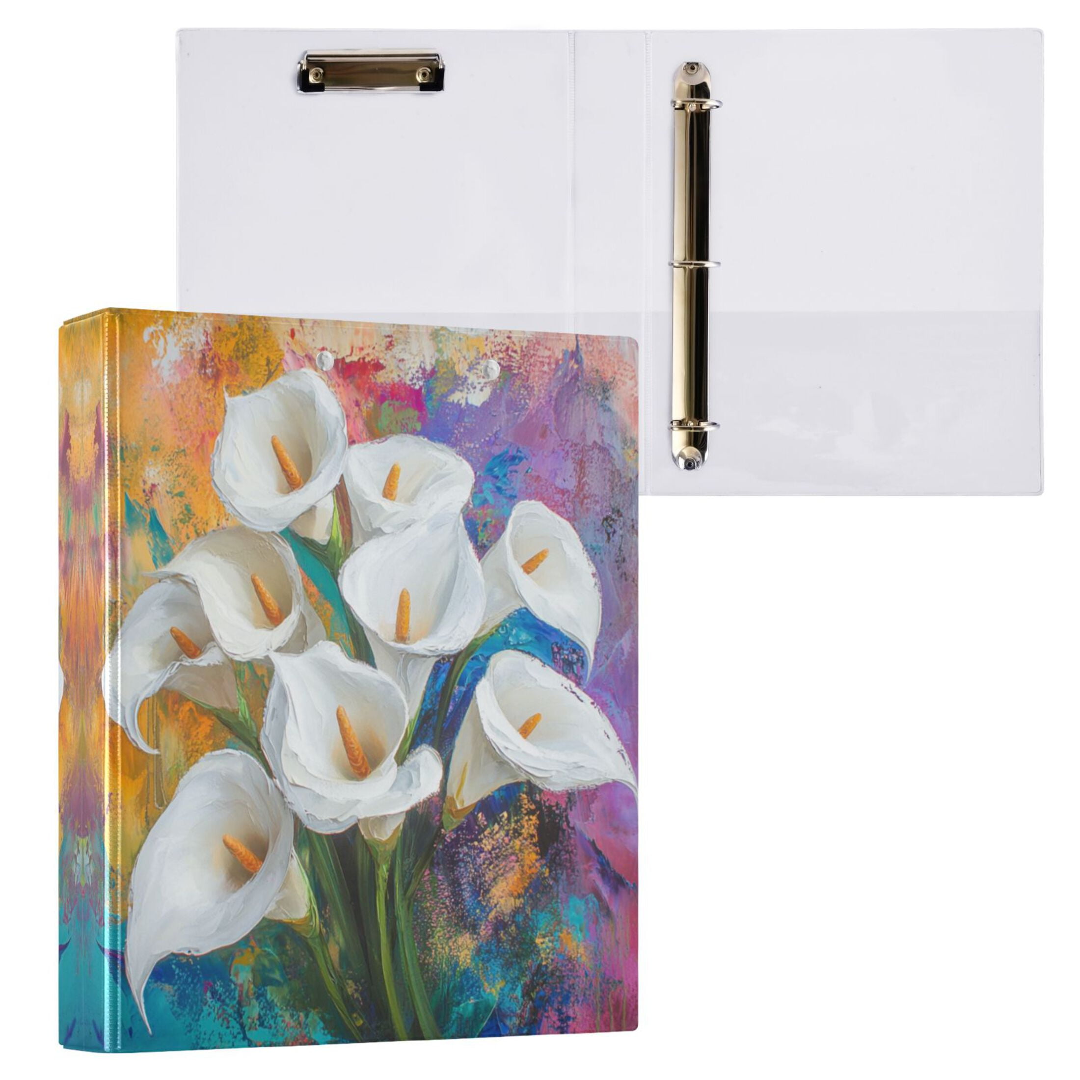 White Calla Lilies 3 Ring Hardcover Binders 1.5in Round Rings for ...