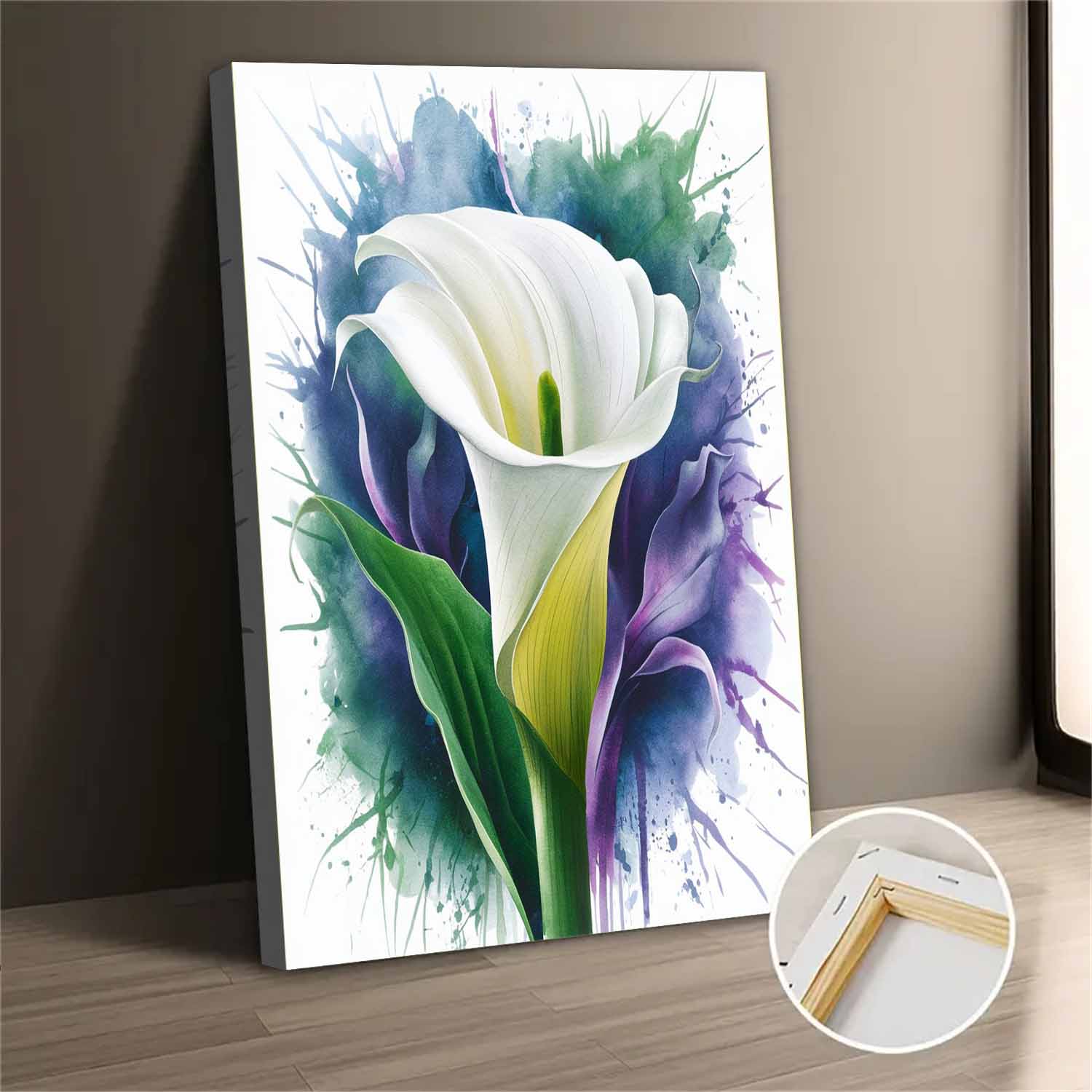 White Calla Lily Abstract Canvas Wall Art Print For Bedroom Living Room ...
