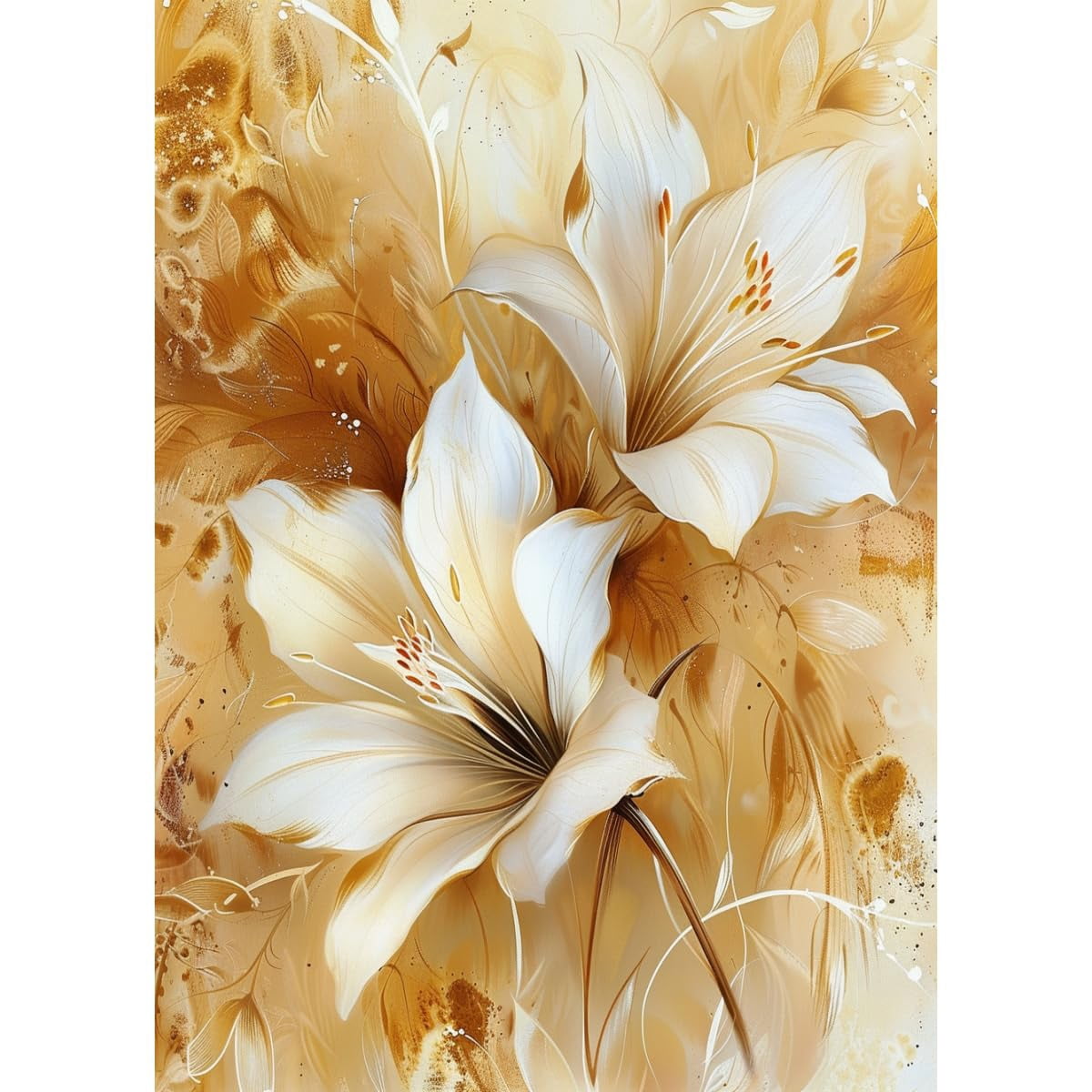 White Calla Lily Flower 5D Diamond Art DIY Paint with Full Drill Round ...