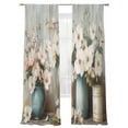 White Camellia Sheer Curtains 2 Panels Set Spring Vintage Floral Flower ...