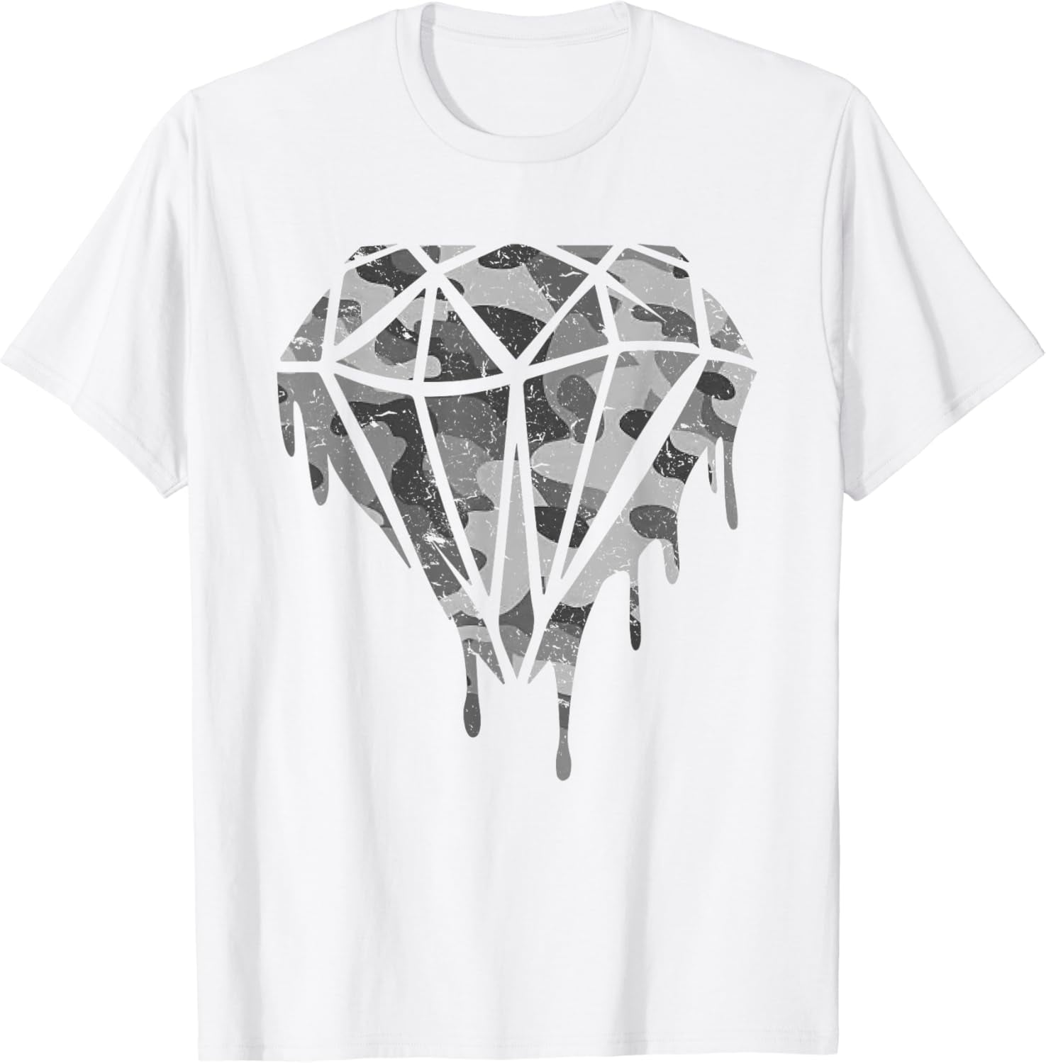 White Camo Melting Crying Diamond T-Shirt - Walmart.com