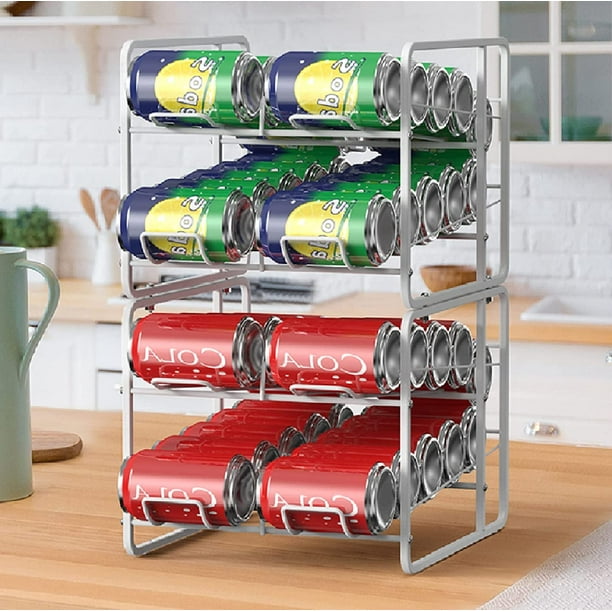 White Can Organizer Rack Stackable Dispenser, 20 Standard 12oz Cans, 2 ...