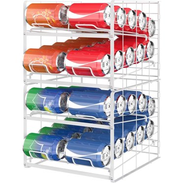 Black Can Organizer Rack Stackable Dispenser, 20 Standard 12oz Cans, 2 ...
