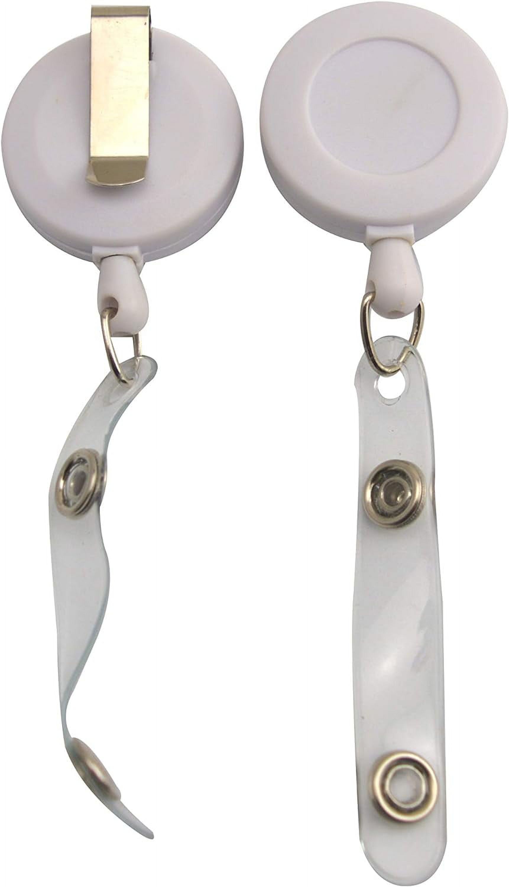 White Carabiner Style Retractable ID Card Reel Strap Clip Pack of 4 ...