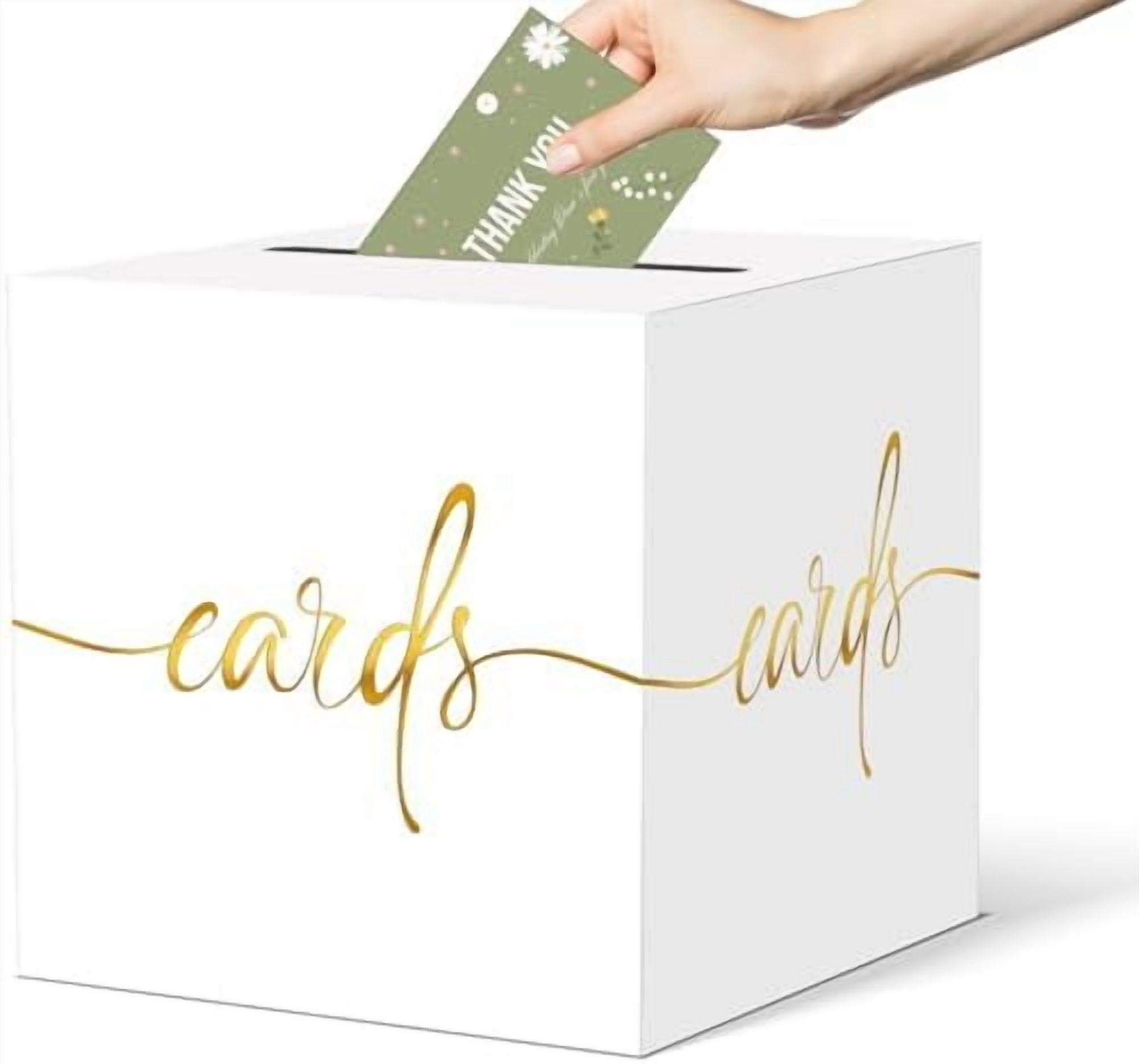 White Card Box with Gold Foil Design - Wedding, Party, Graduation ...