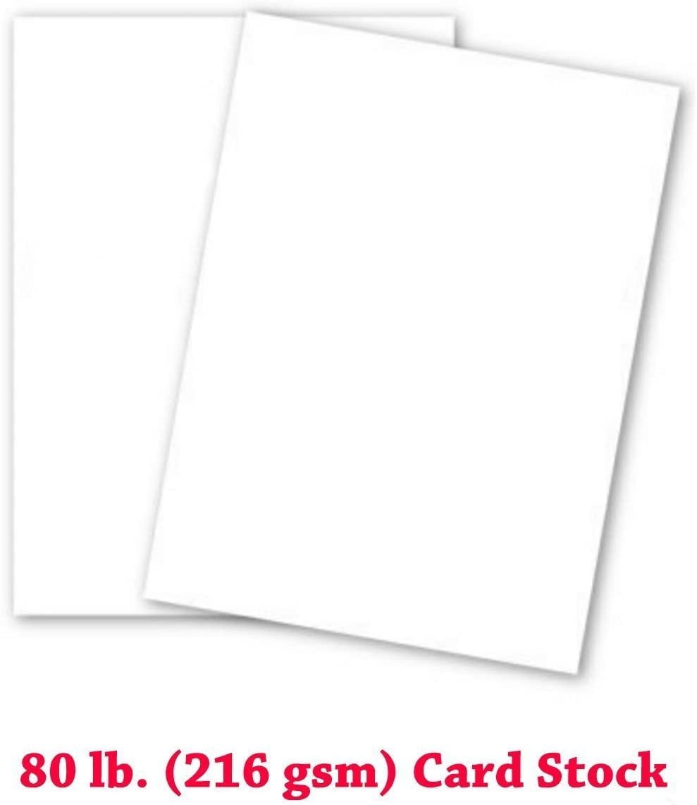 White Card Stock - 8 1/2 X 11 in 80 Lb. Cover Smooth -250 Sheets ...