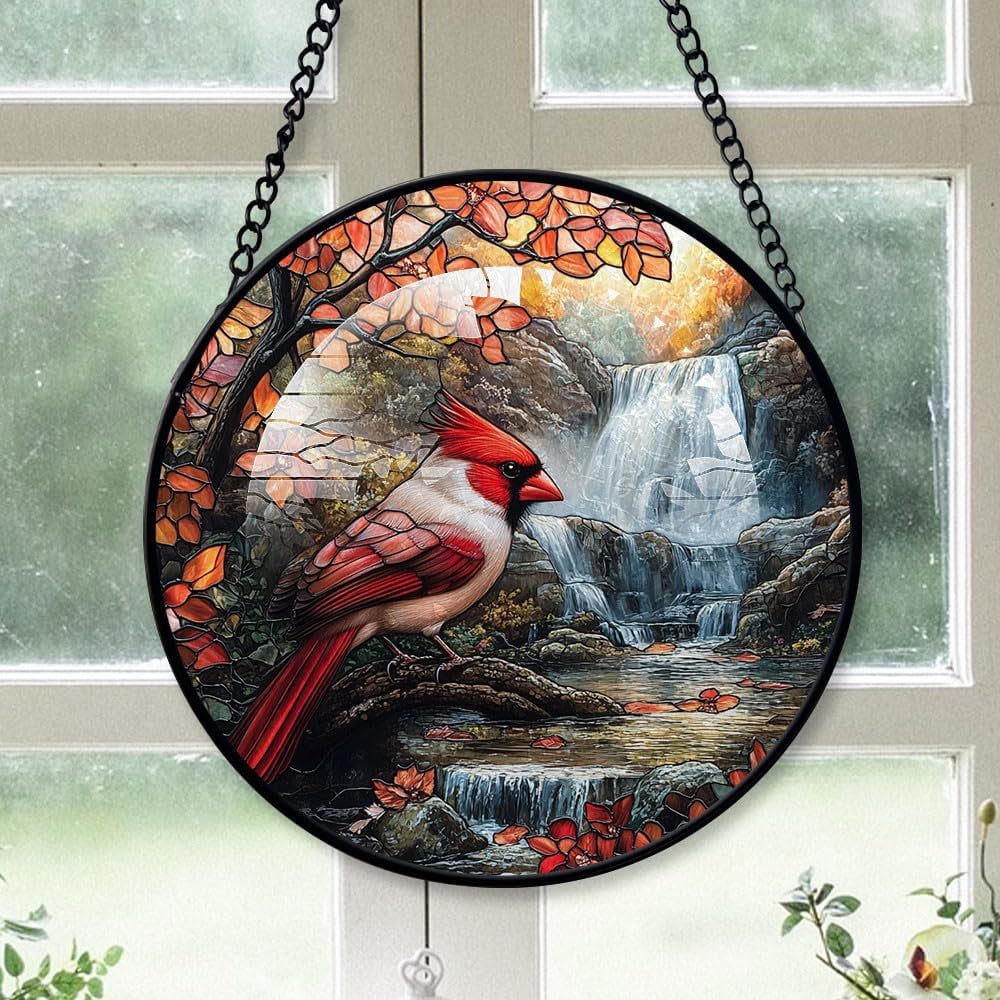 White Cardinal Stained Glass Suncatcher, White Cardinal, White Cardinal ...